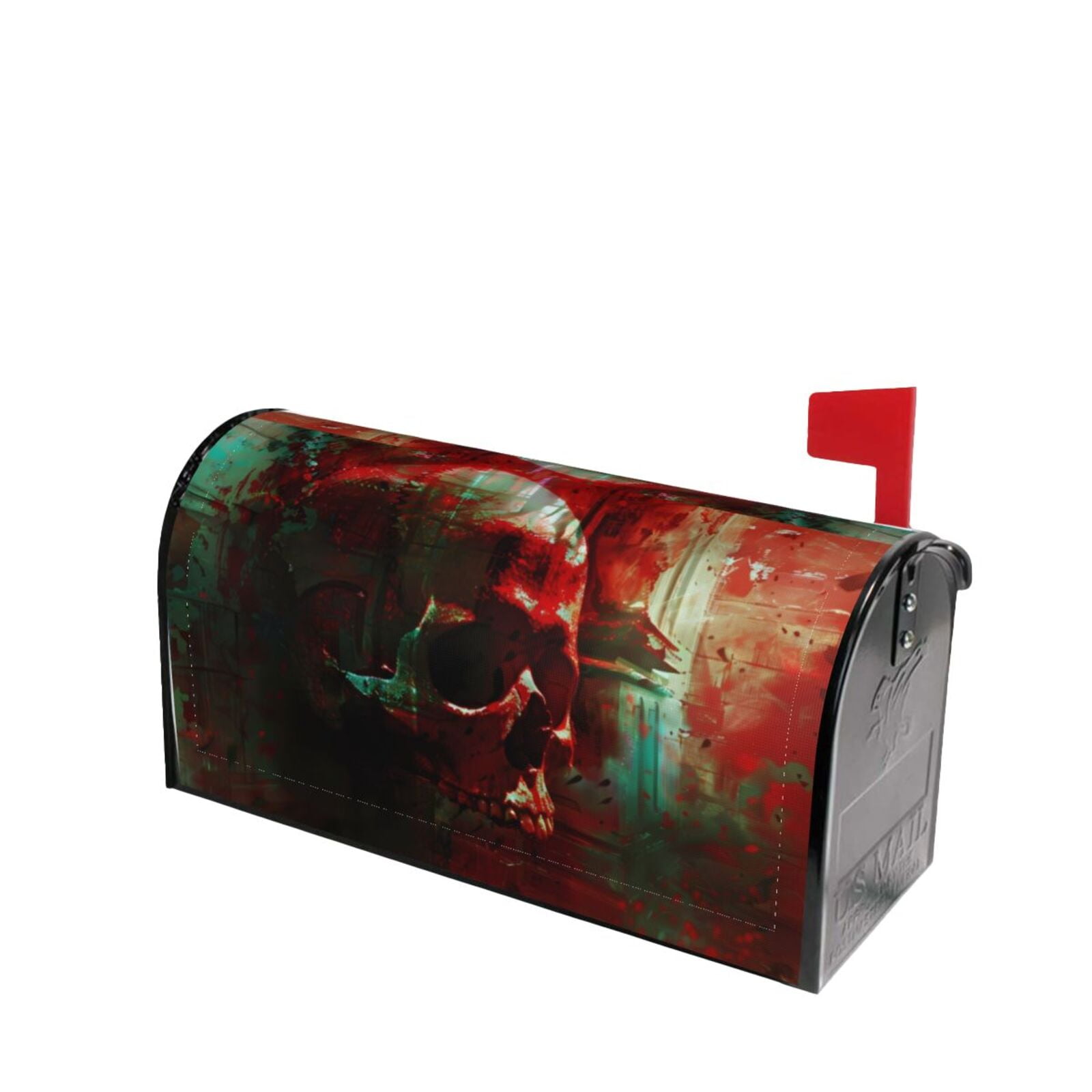 Balery Red Dark Skull Abstract Mailbox Cover - Standard Size-25.5x21 in ...