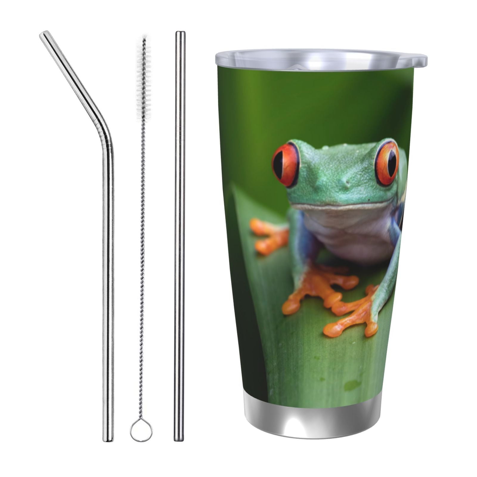 Balery Red-Eyed Tree Frog Pattern 20oz Insulated Car Cup with Dual ...