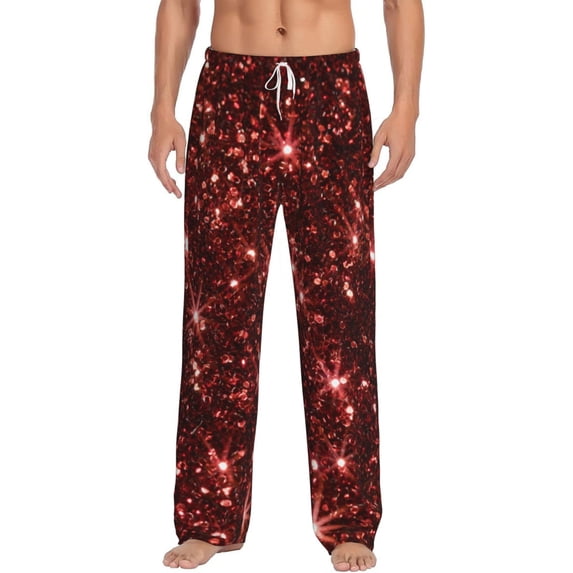 Balery Red Glitter Texture print Men's Pajama Pants,Ultra Lightweight ...