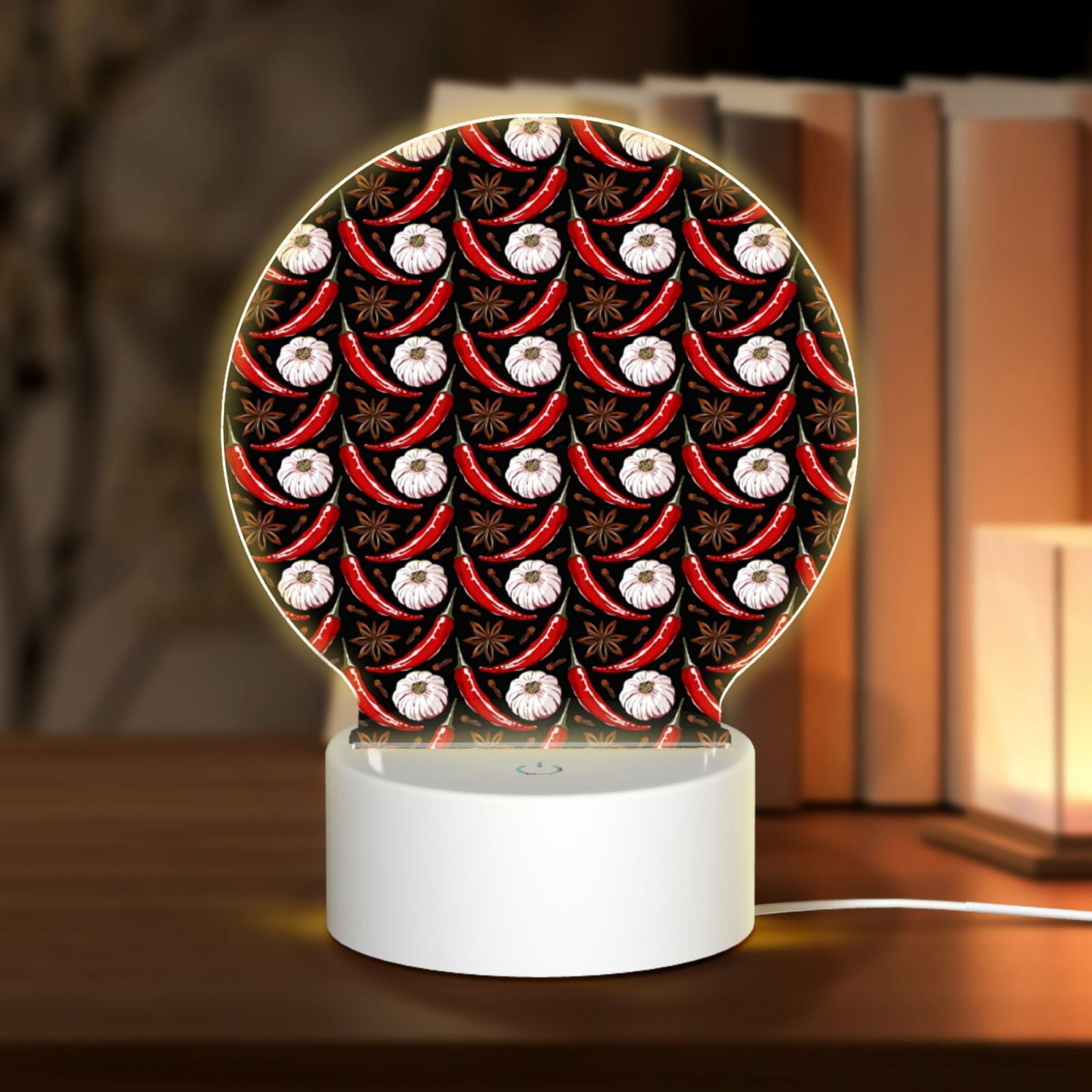 Balery Red Hot Chili 1 Pattern Acrylic Night Light Gift with 3 Color ...