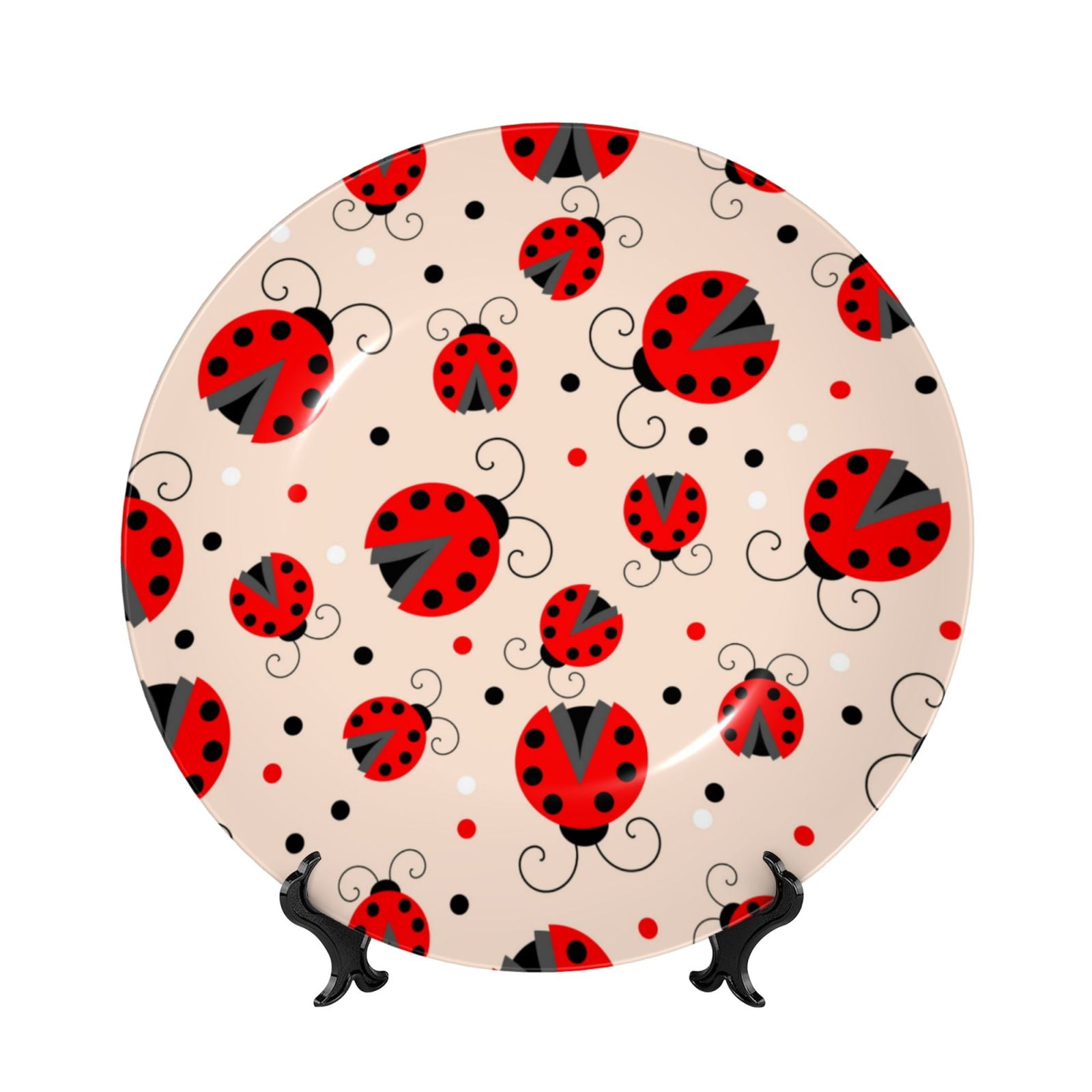Balery Red Ladybug Print Bone China Decorative Plate Ceramic Dinner ...