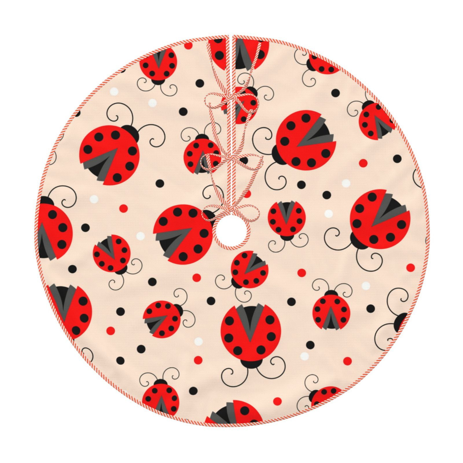 Balery Red Ladybug Printed Christmas Tree Skirt , Merry Christmas Party ...