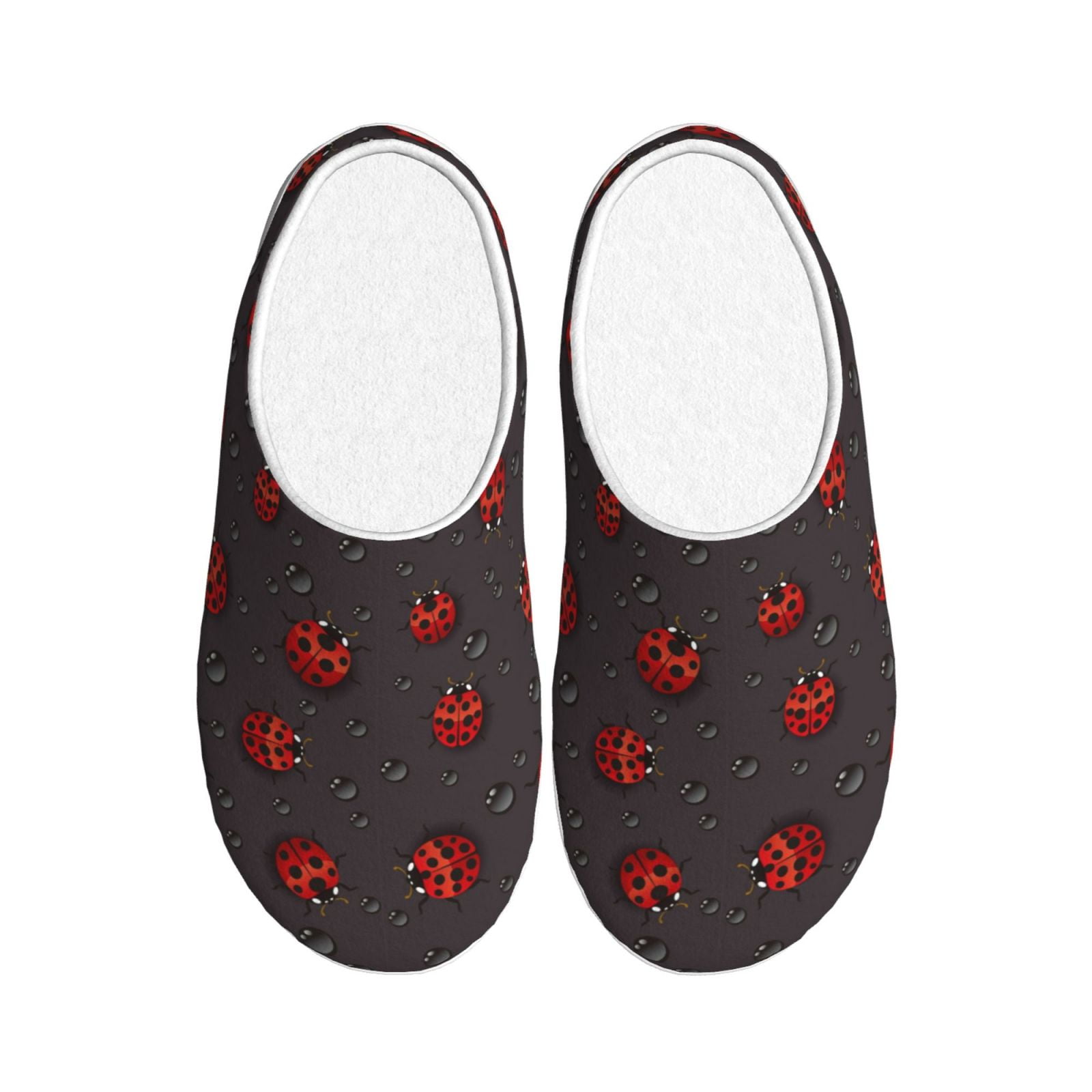 Balery Red Ladybugs On Dark Background Pattern Women's Fuzzy Memory ...