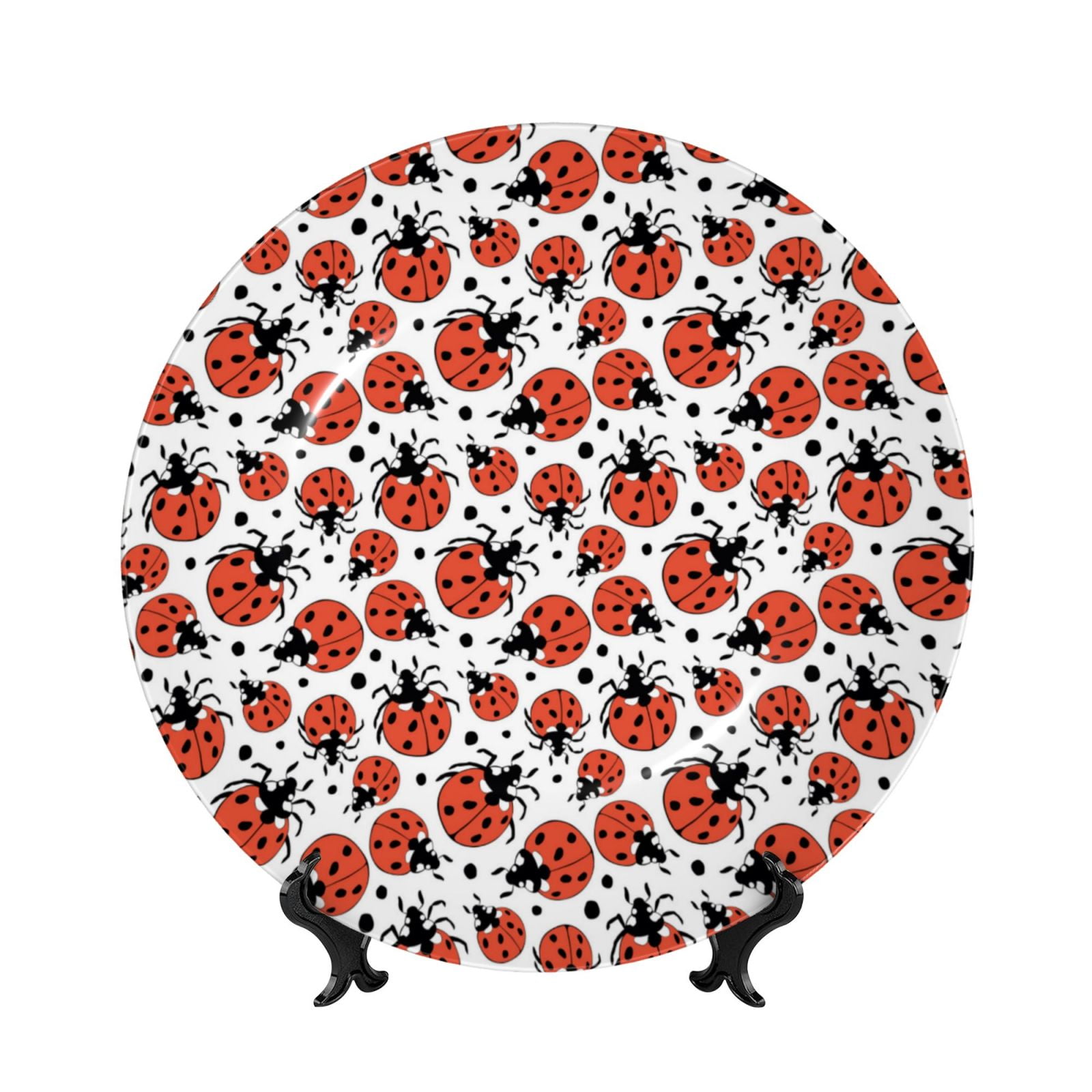 Balery Red Ladybugs Print Bone China Decorative Plate Ceramic Dinner ...