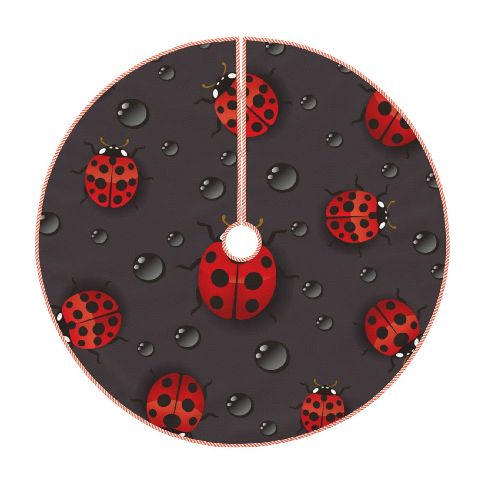 Balery Red Ladybugs Printed Christmas Tree Skirt , Merry Christmas ...