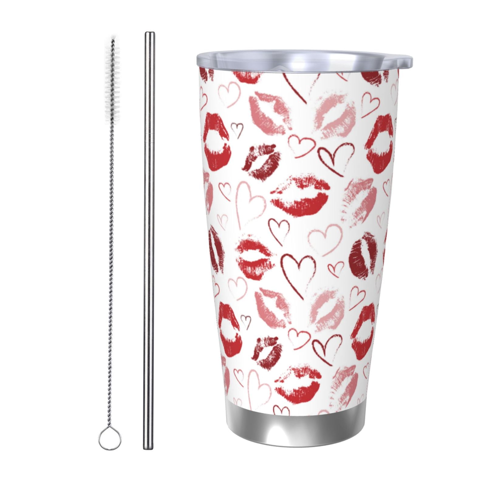 Balery Red Lips Pattern 20oz Insulated Car Cup with Dual Drink Lids ...