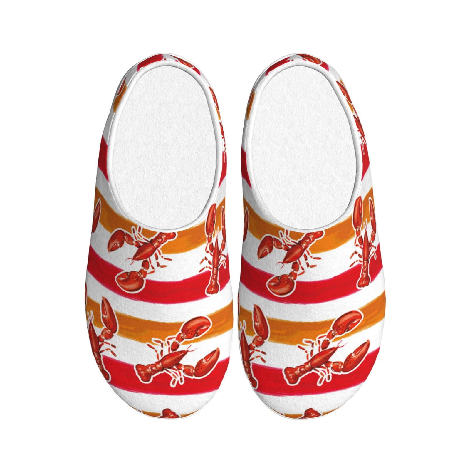 Balery Red Lobster Pattern Women's Fuzzy Memory Foam Slippers Fluffy ...