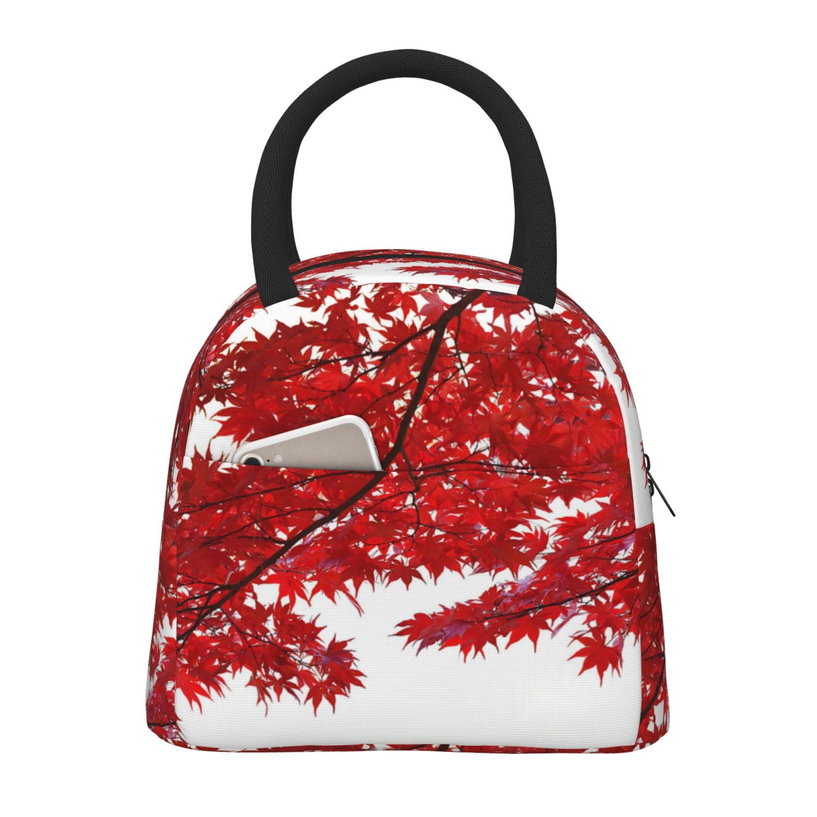 Balery Red Maple Leaf Pattern Lunch Bag Women, Lunch Box, Lunch Bag ...