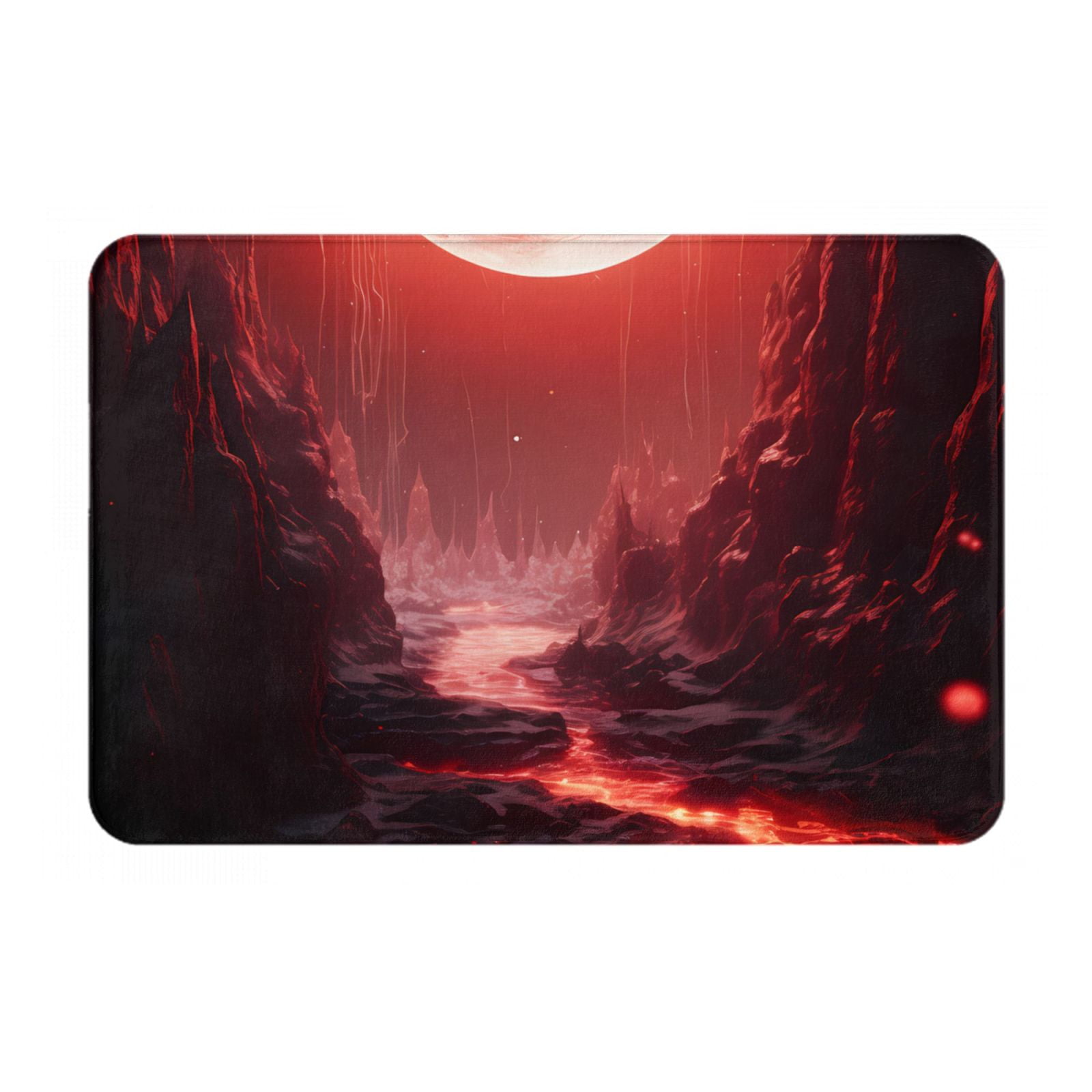Balery Red Moon Lava Doormat, Durable Flannel Fabric, Waterproof Stain ...