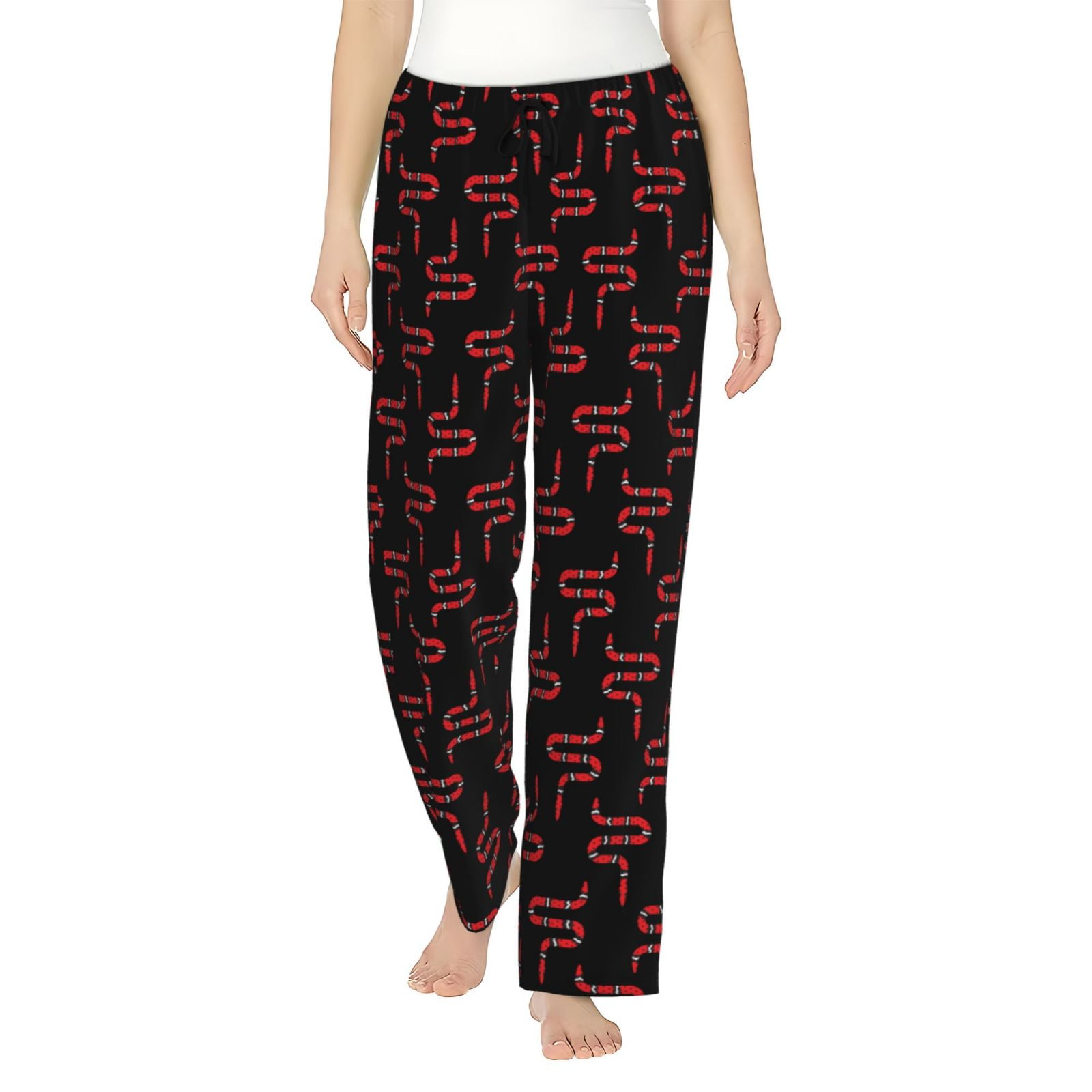 Balery Red Snake print Women's Pajama Pants,Ultra Lightweight Pjs ...