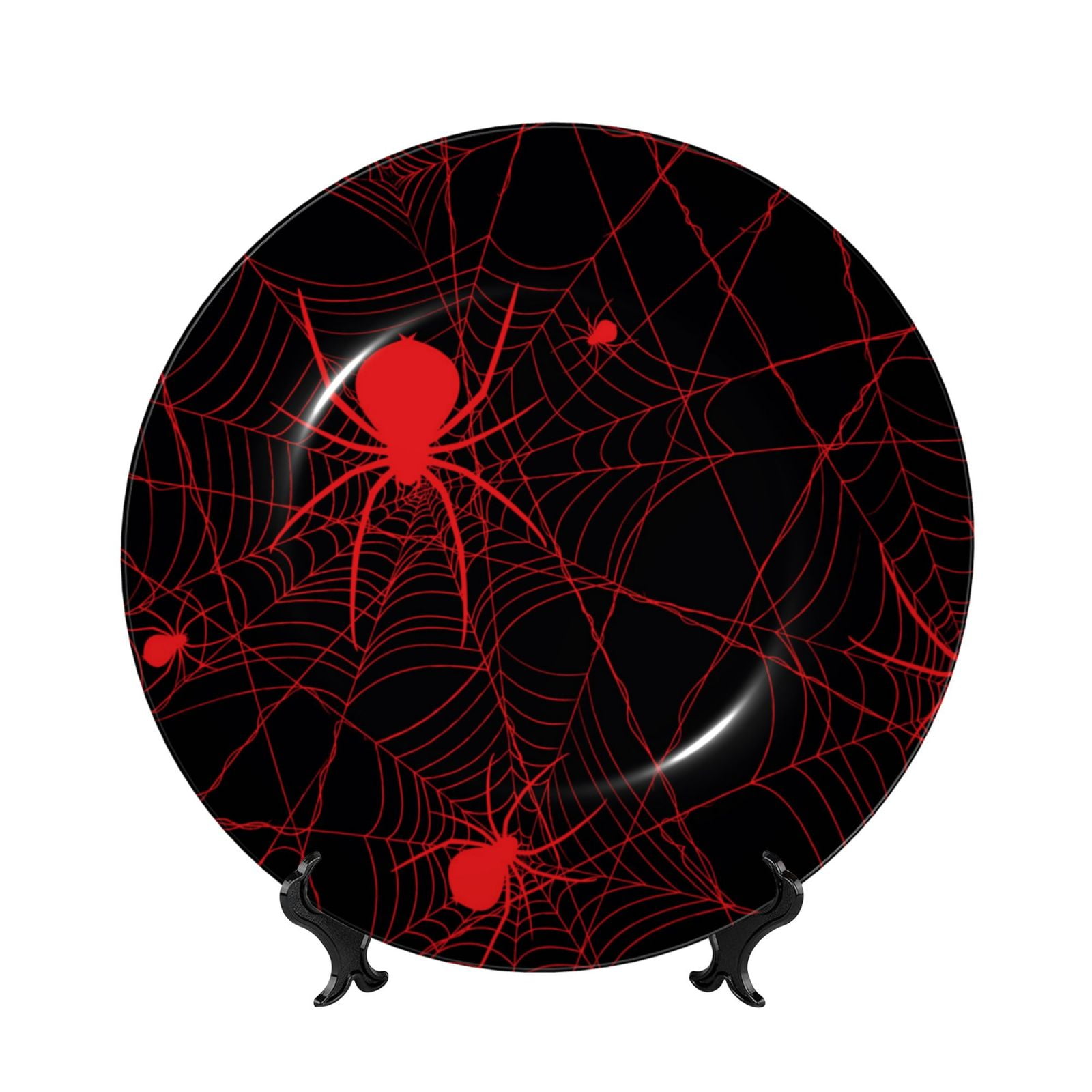 Balery Red Spider On The Web Print Bone China Decorative Plate Ceramic ...