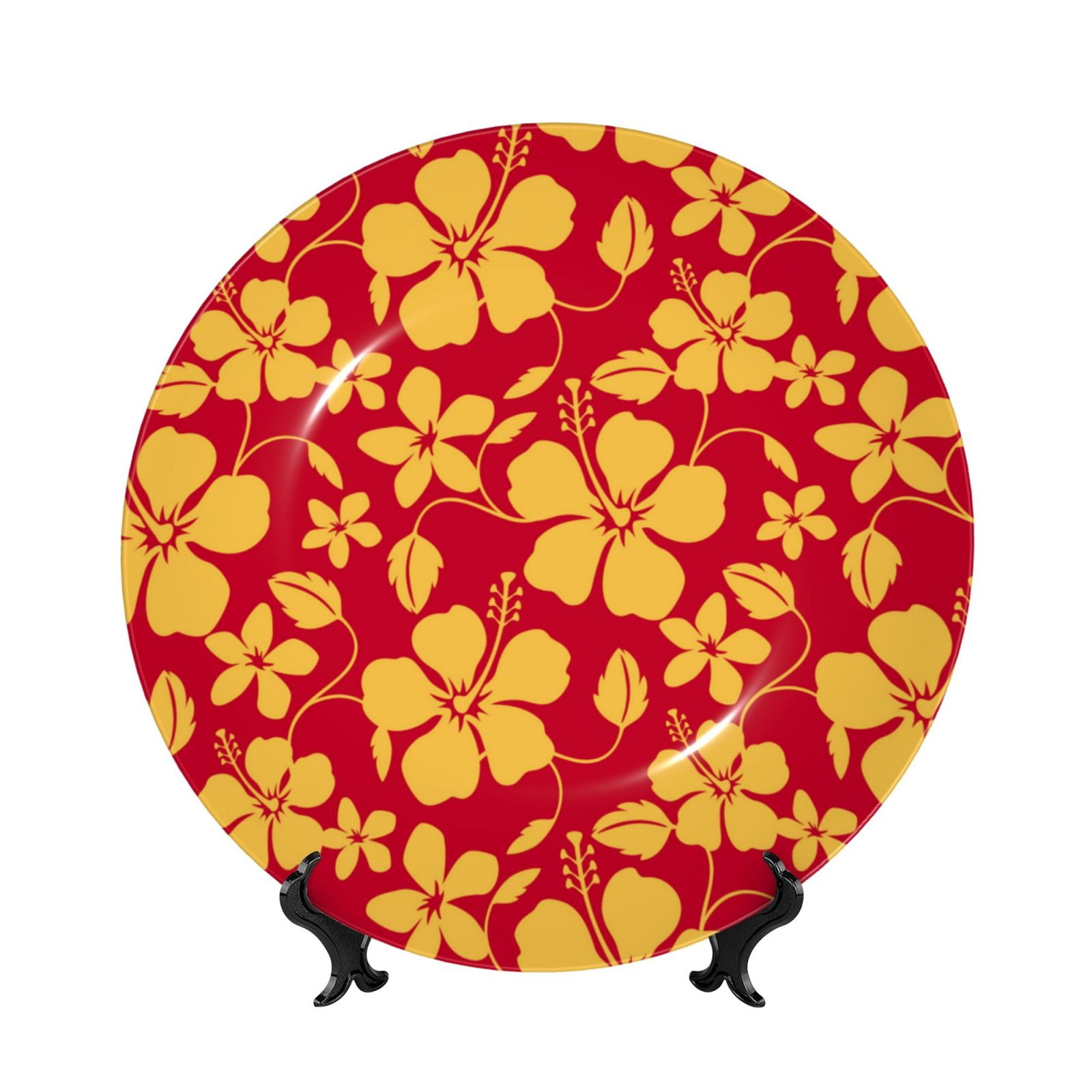 Balery Red Vintage Flowers Print Bone China Decorative Plate Ceramic ...