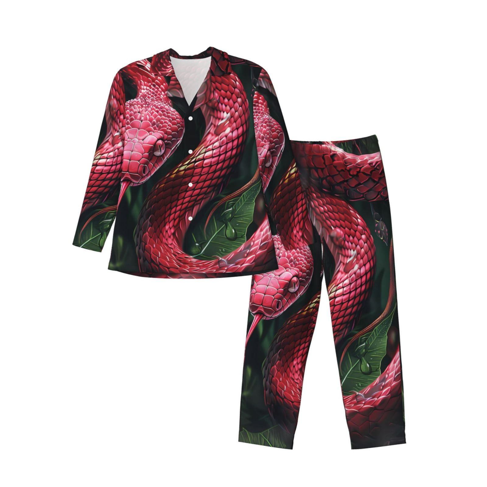 Balery Red Viper Jungle Intensity Pattern Pajama Sets for Men Long ...