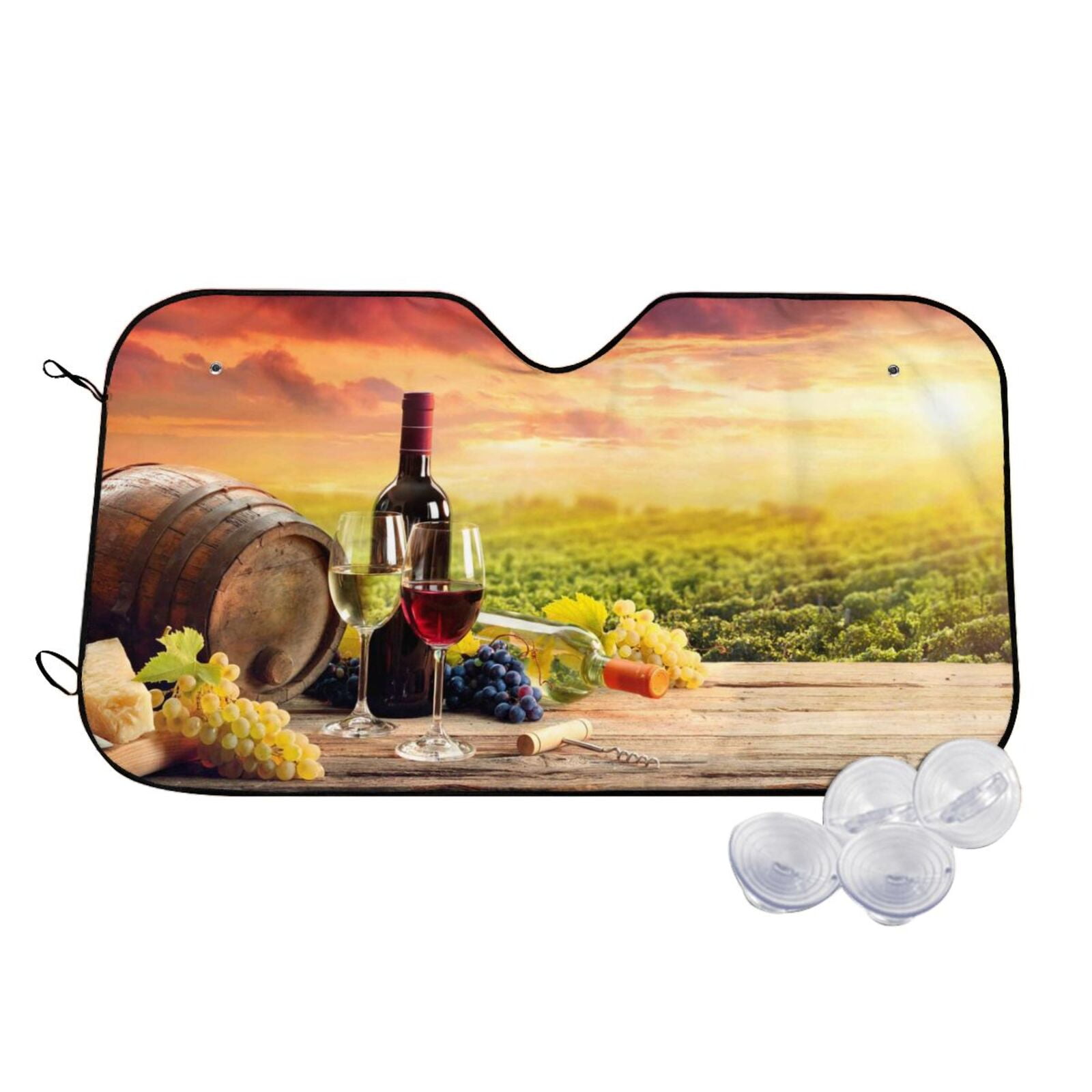 Balery Red Wine Glasses Print Car Windshield Sun Shade,Windshield ...