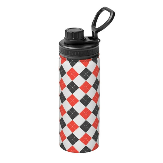 Balery Red and black argyle Pattern 18oz Sports Insulated Kettle ...