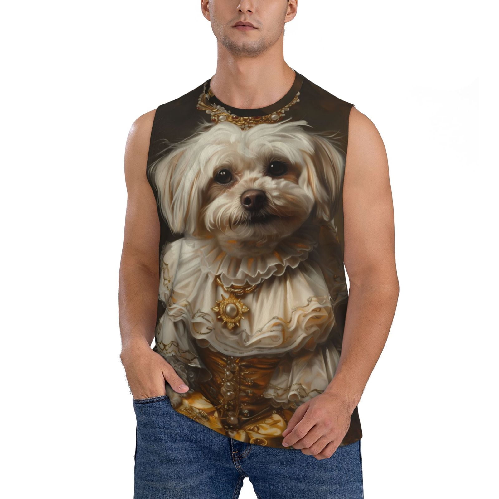 Balery Regal Dog In Royal Attire Men's Sleeveless Muscle Shirts Workout ...