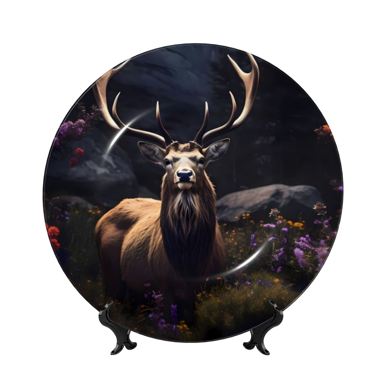 Balery Regal Stag In Forest Print Bone China Decorative Plate Ceramic ...