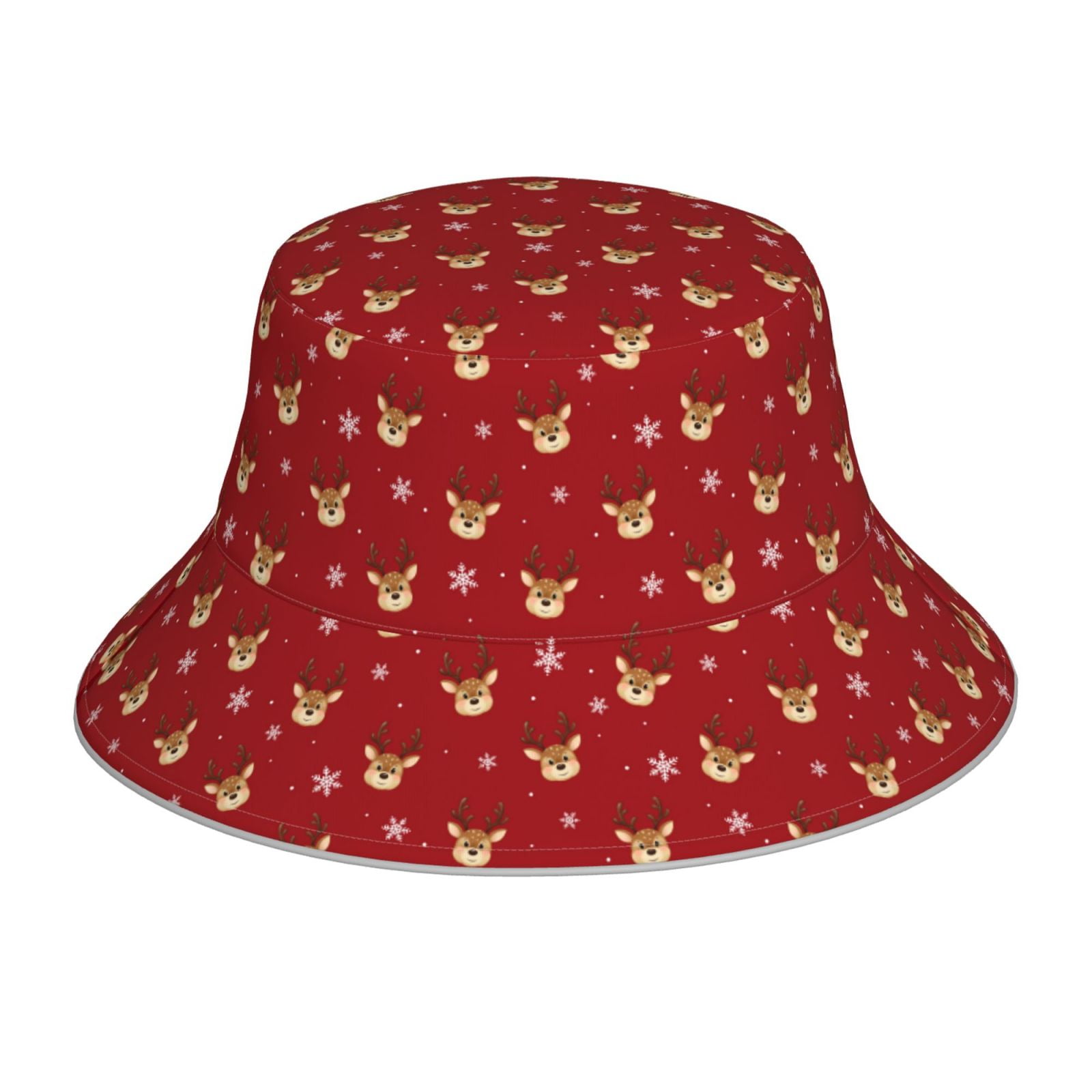 Balery Reindeer Faces Festive Red Sun Hats for Men Women Bucket Hat UPF ...