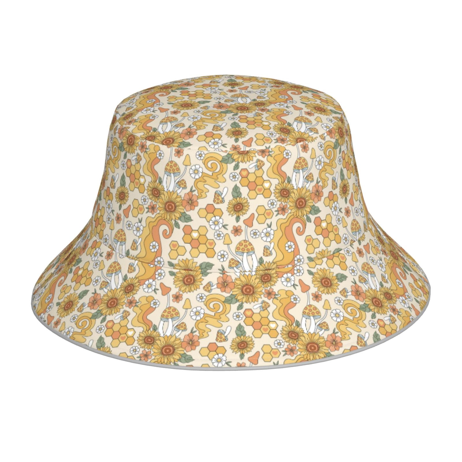 Balery Retro 70s 60s Flower Sun Hats for Men Women Bucket Hat UPF 50 ...