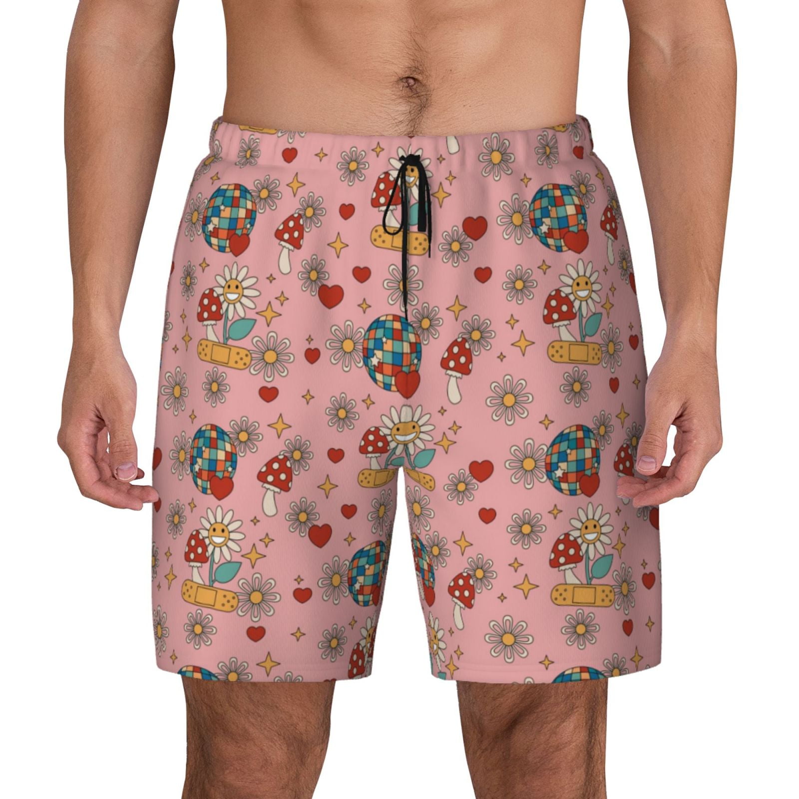 Balery Retro 70s 60s Hippie Flower Mens Swim Trunks Swim Shorts for Men ...