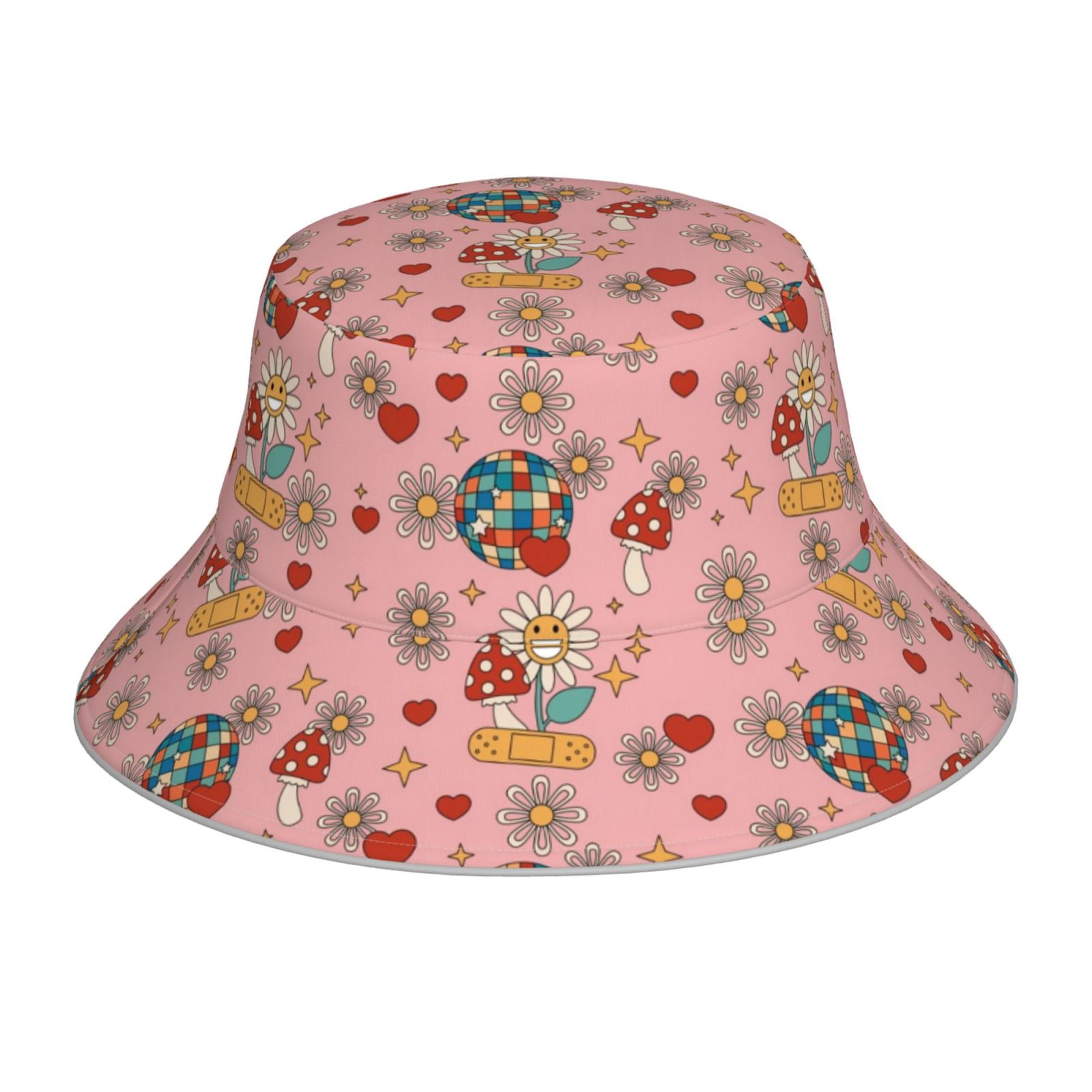 Balery Retro 70s 60s Hippie Flower Sun Hats for Men Women Bucket Hat ...