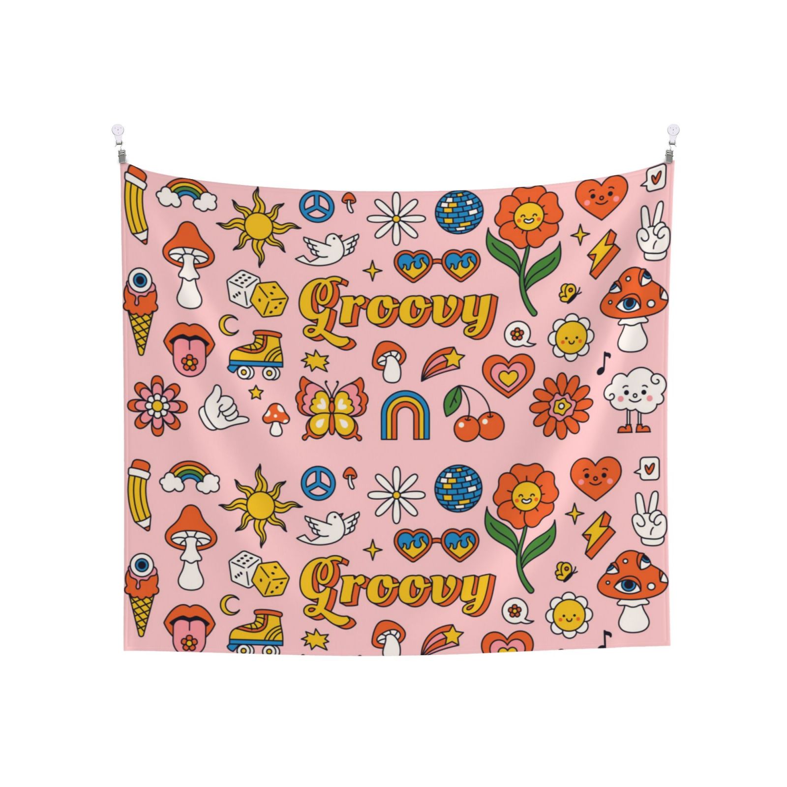 Balery Retro 70s Hippie Pattern Tapestry 60x51 Inches - Large Wall ...