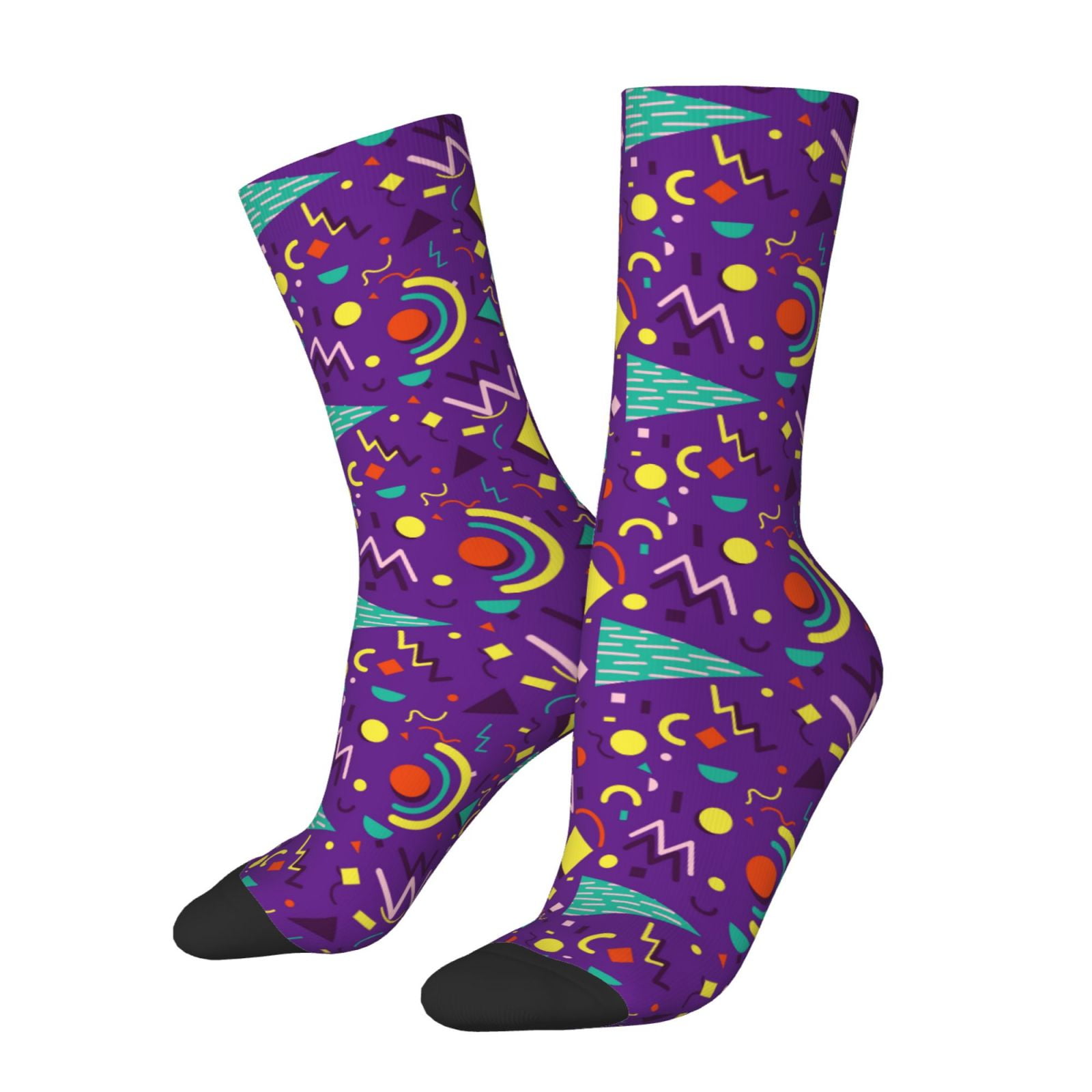 Balery Retro 80s Style Pattern Crew Socks Unisex– Soft & Breathable ...