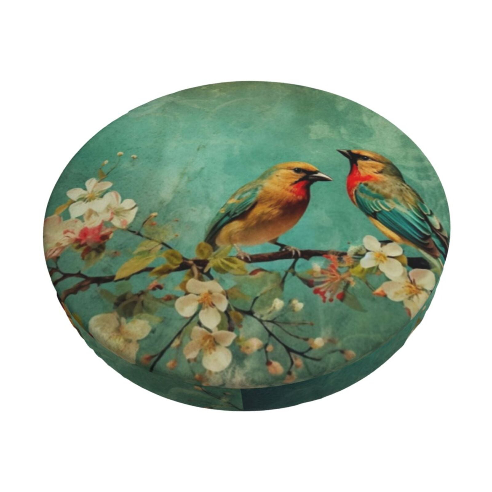 Balery Retro Birds Round Bar Stool Seat Covers Velvet Fabric Adjustable ...