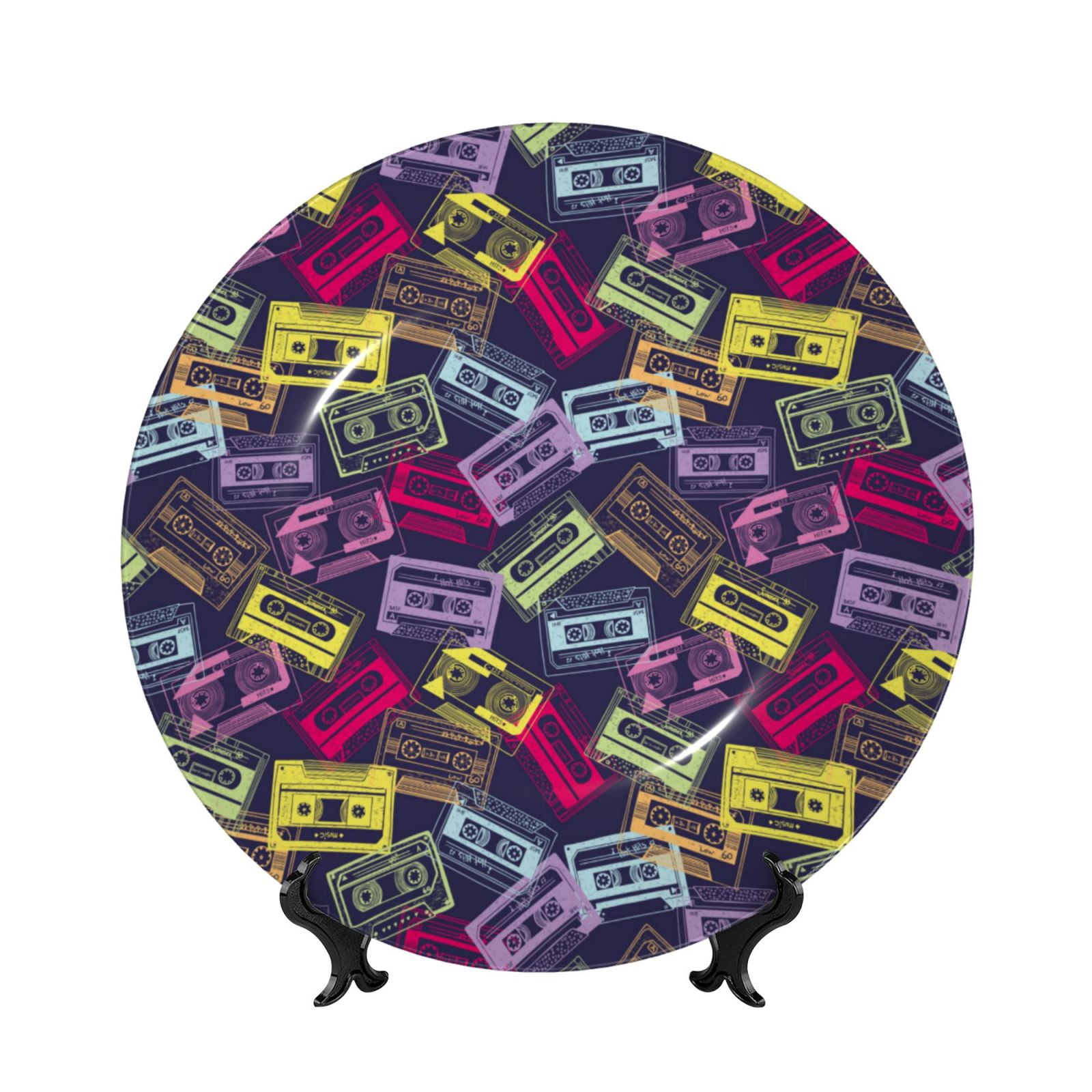 Balery Retro Cassette Music Print Bone China Decorative Plate Ceramic ...