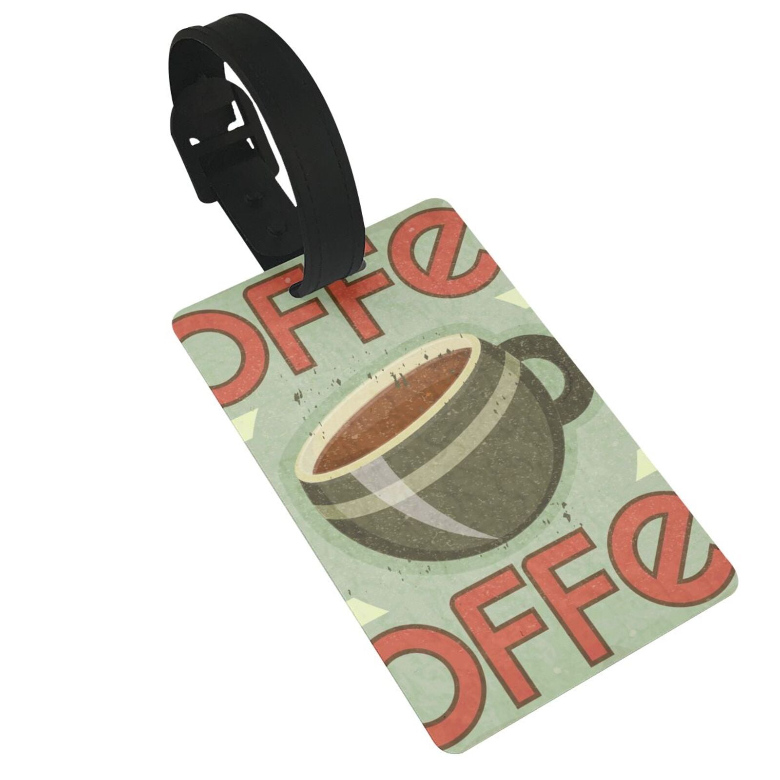 Balery Retro Cover For Coffee Print Durable Luggage Tags with Secure ...
