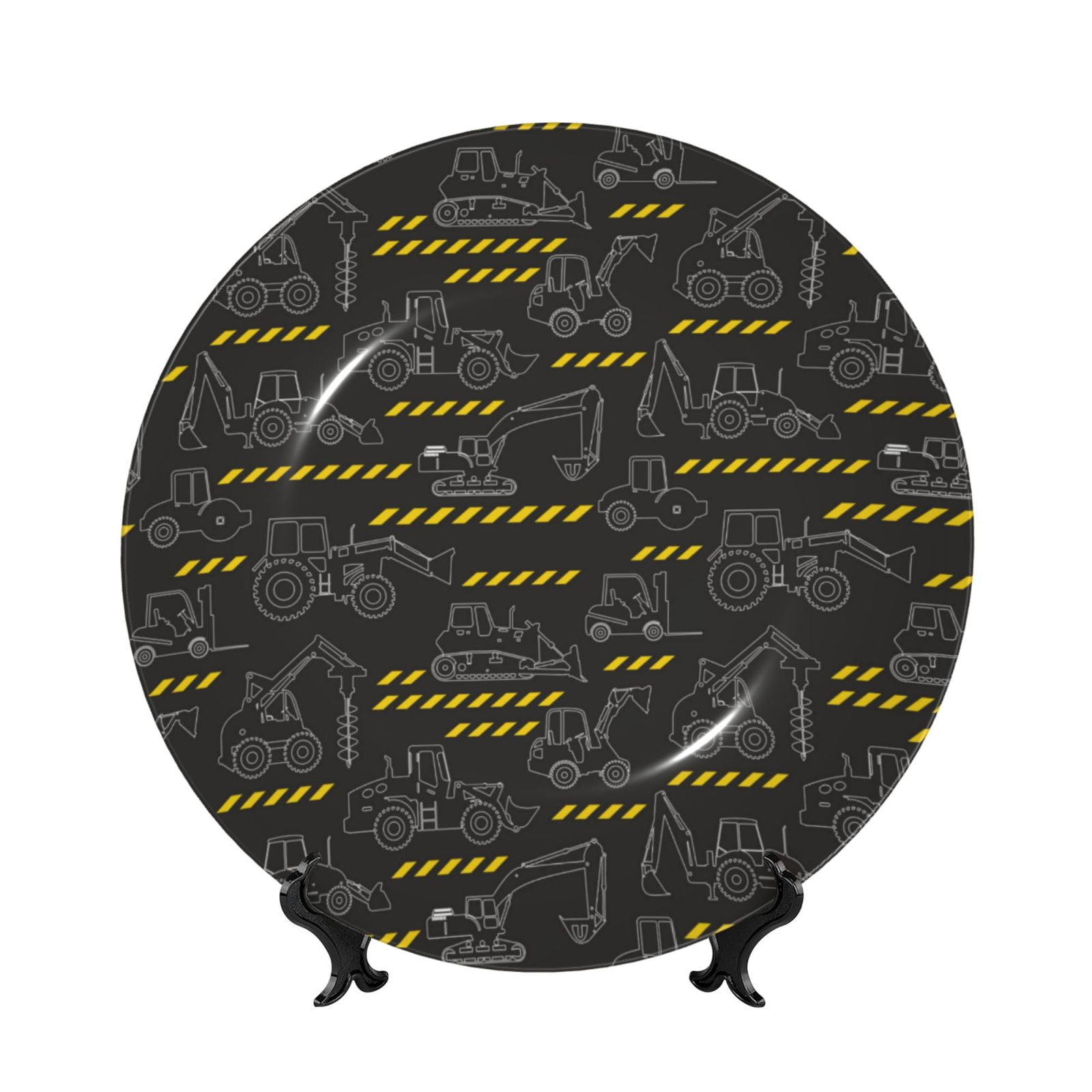 Balery Retro Excavator Print Bone China Decorative Plate Ceramic Dinner ...