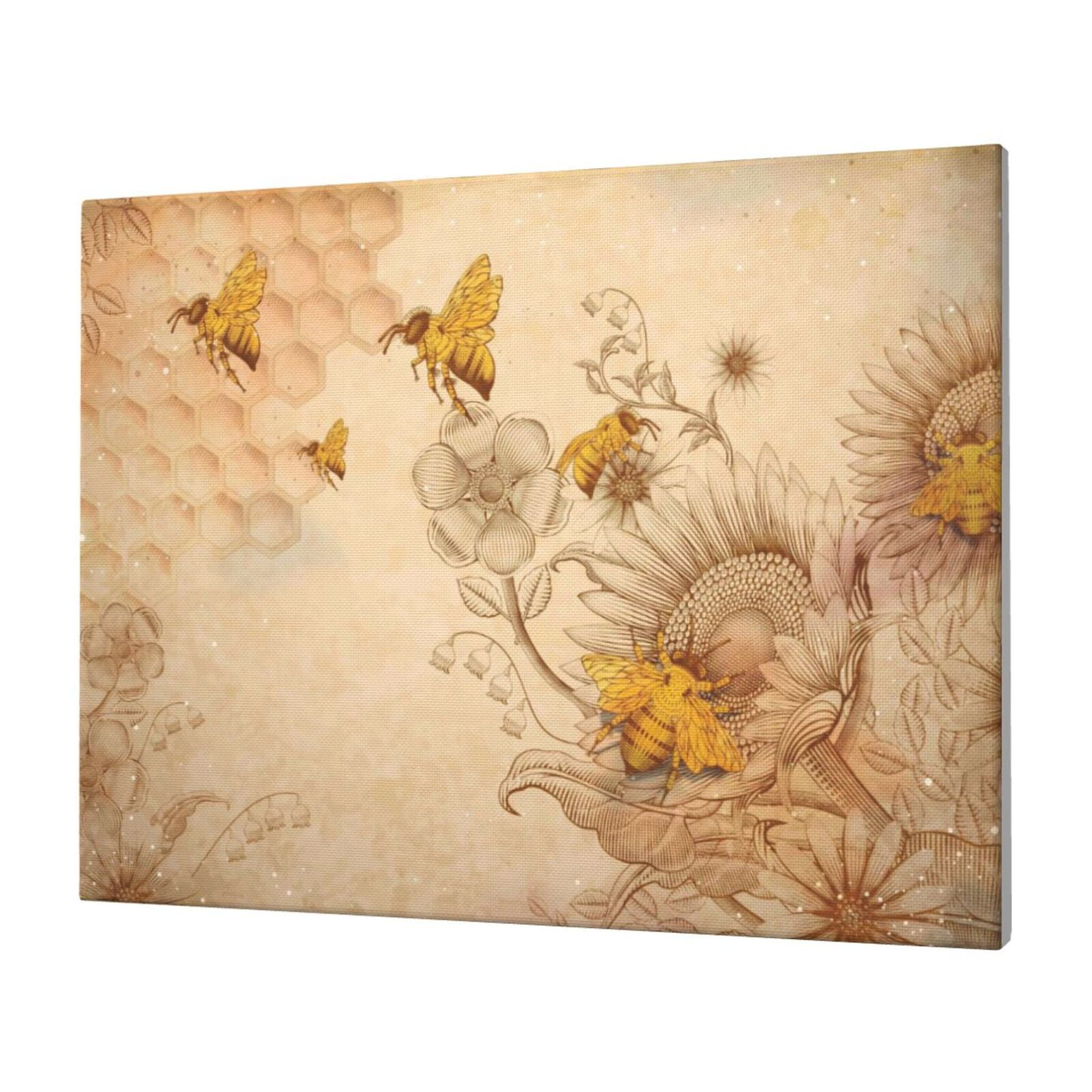Balery Retro Honey Bees Pattern Canvas Decorative Picture – 30x40in ...
