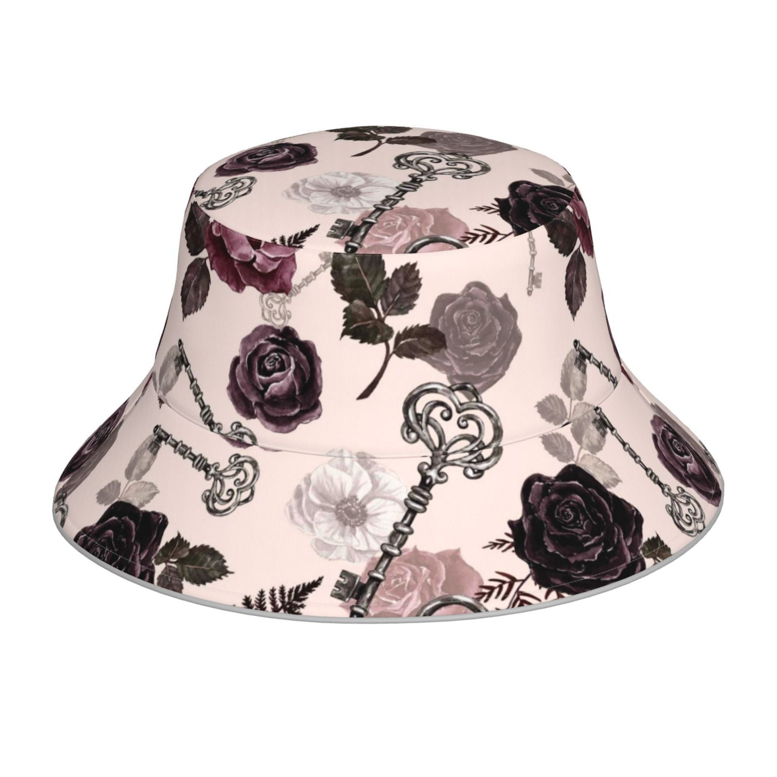 Balery Retro Red Black Roses Sun Hats for Men Women Bucket Hat UPF 50 ...