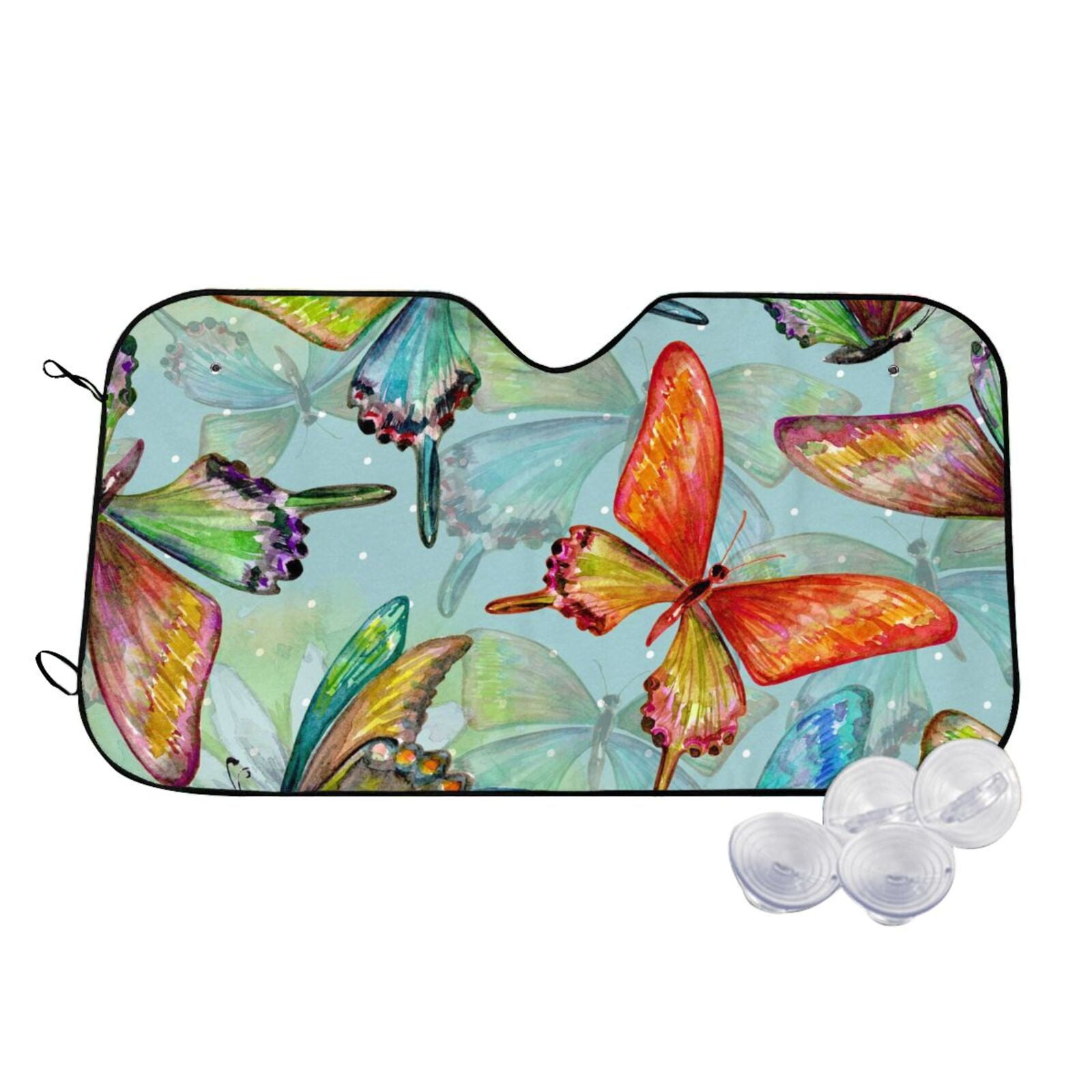 Balery Retro Seamless Flying Butterflies Windshield Sun Shade, Car ...