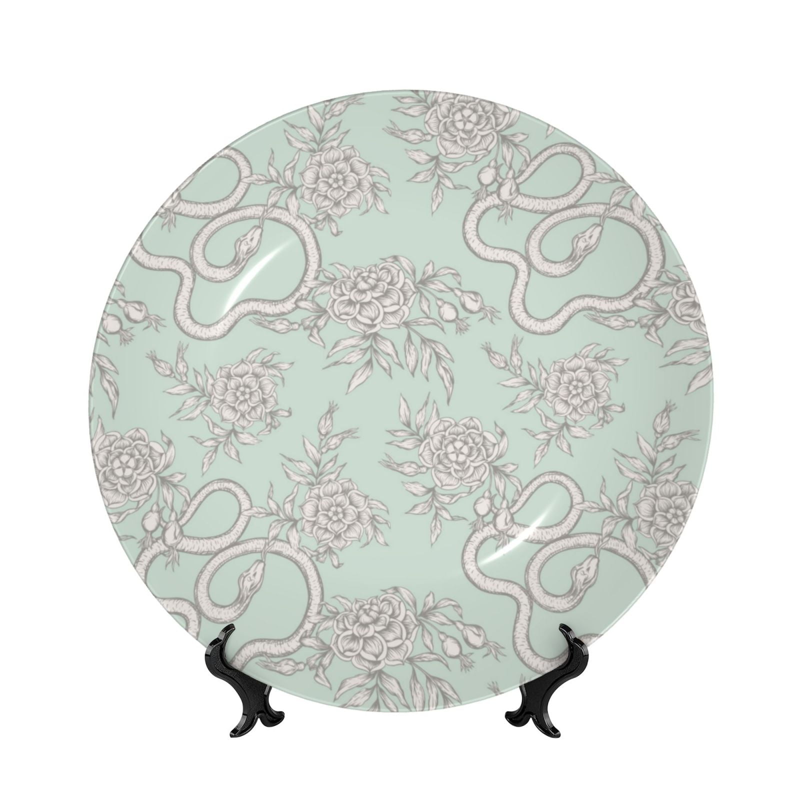 Balery Retro Snake Print Bone China Decorative Plate Ceramic Dinner ...