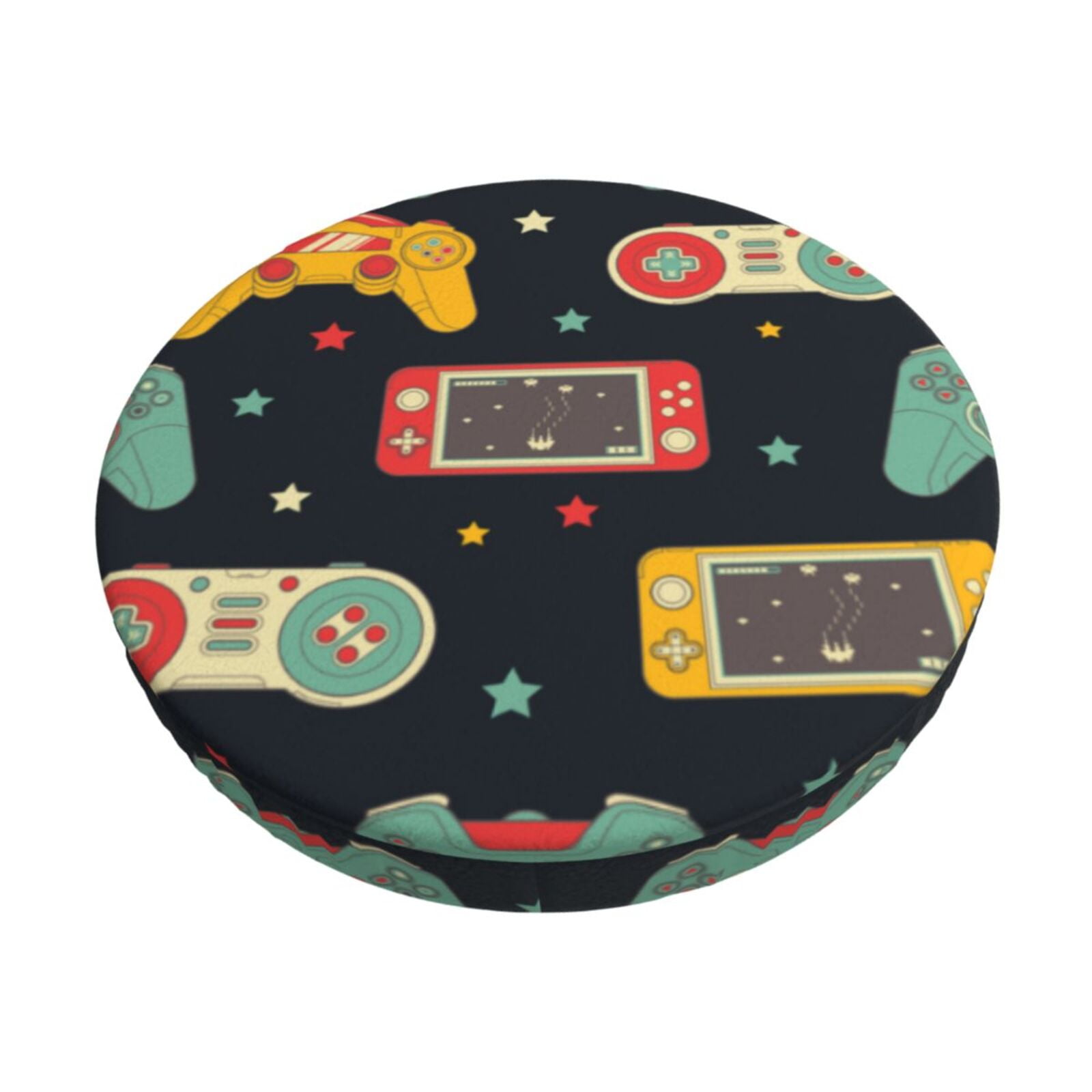 Balery Retro Video Game Velvet Round Bar Chair Cushion Cover Adjustable ...