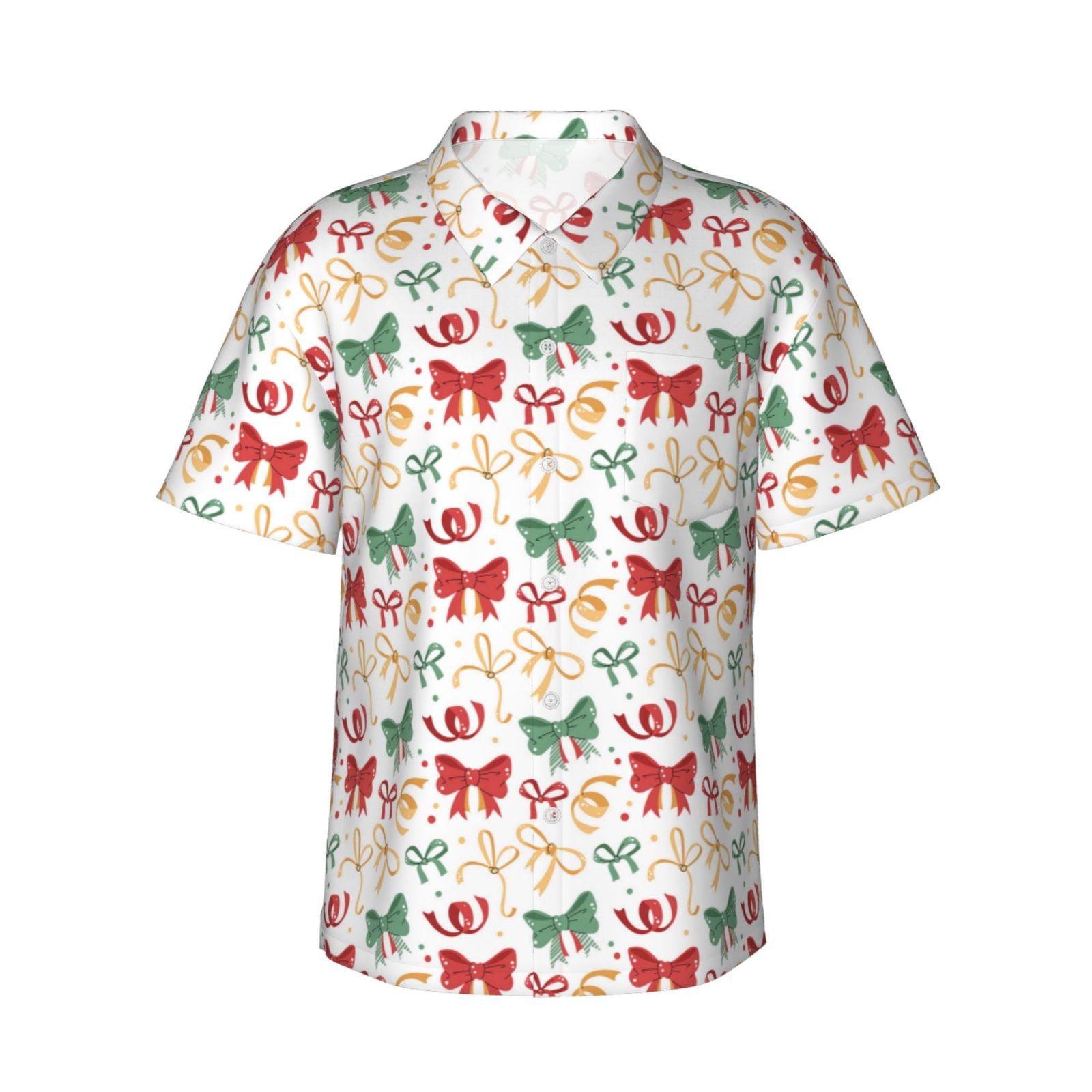 Balery Retro bows Print Men's Hawaiian Shirts Short Sleeve Beach Shirt ...