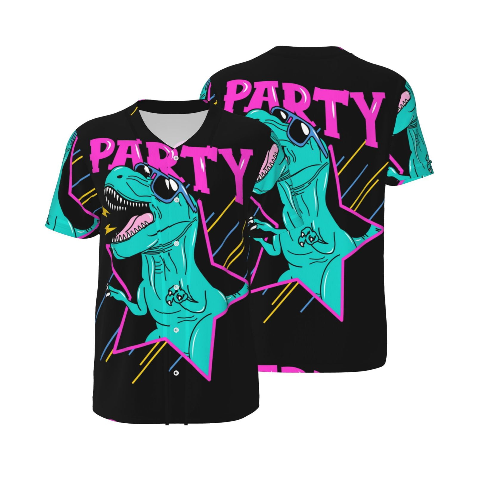 Balery Rex Dinosaur With Sunglasses Baseball Jersey for Men Casual ...