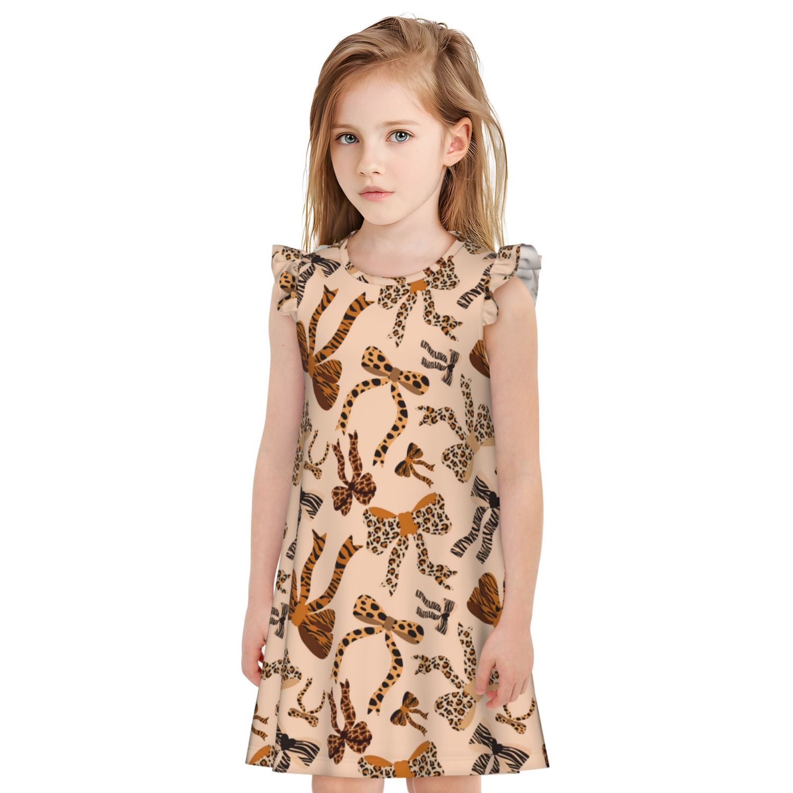 Balery Ribbon bows with leopard Pattern Princess Nightgown for Girls ...