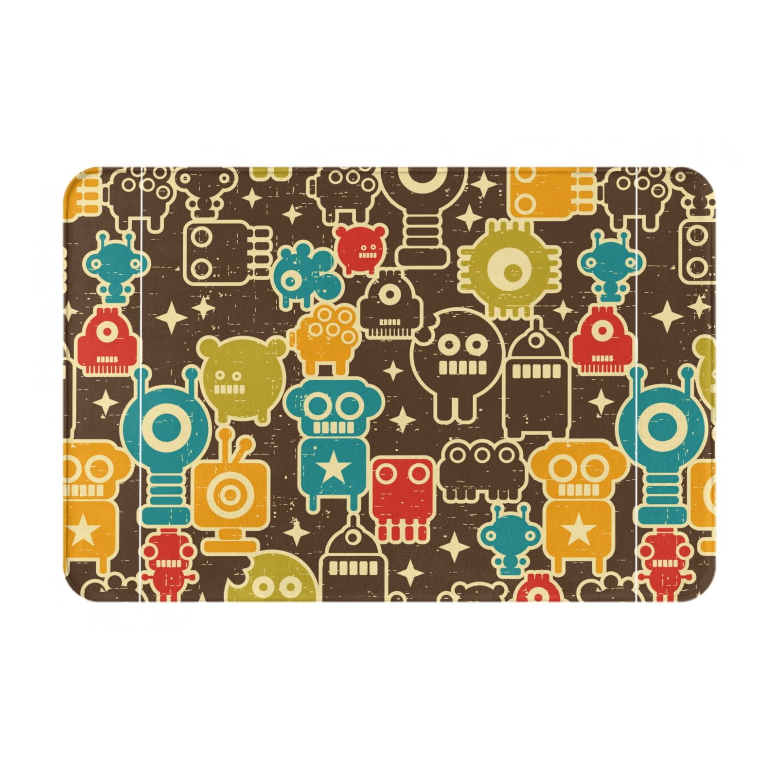 Balery Robot and Monsters Doormat, Durable Flannel Fabric, Waterproof ...