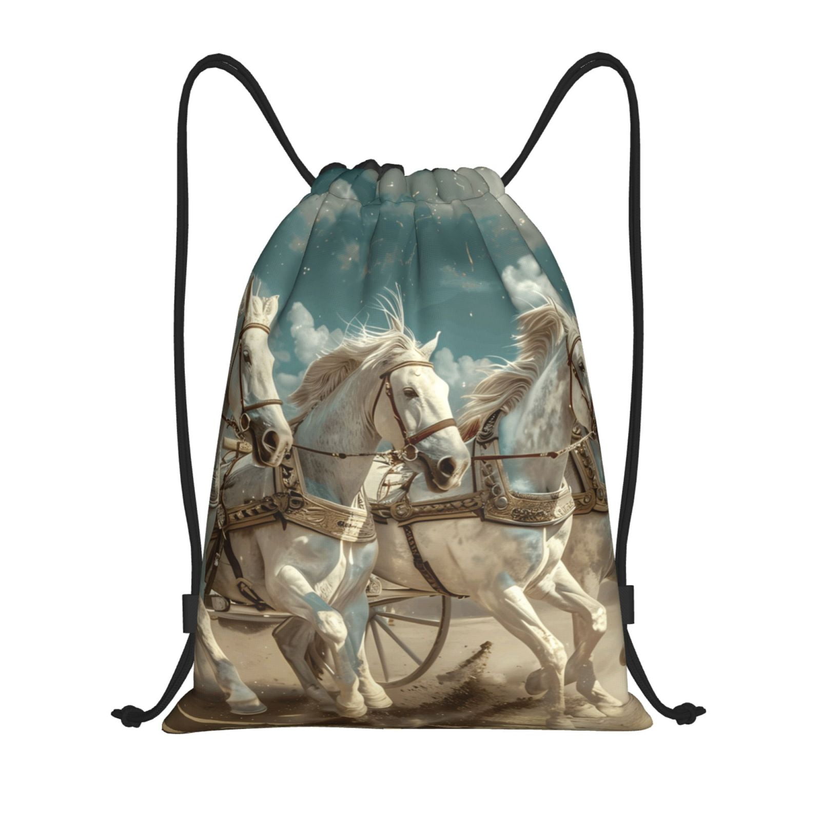 Balery Roman Chariot Horse Race Pattern Drawstring Backpack Bag Sport ...