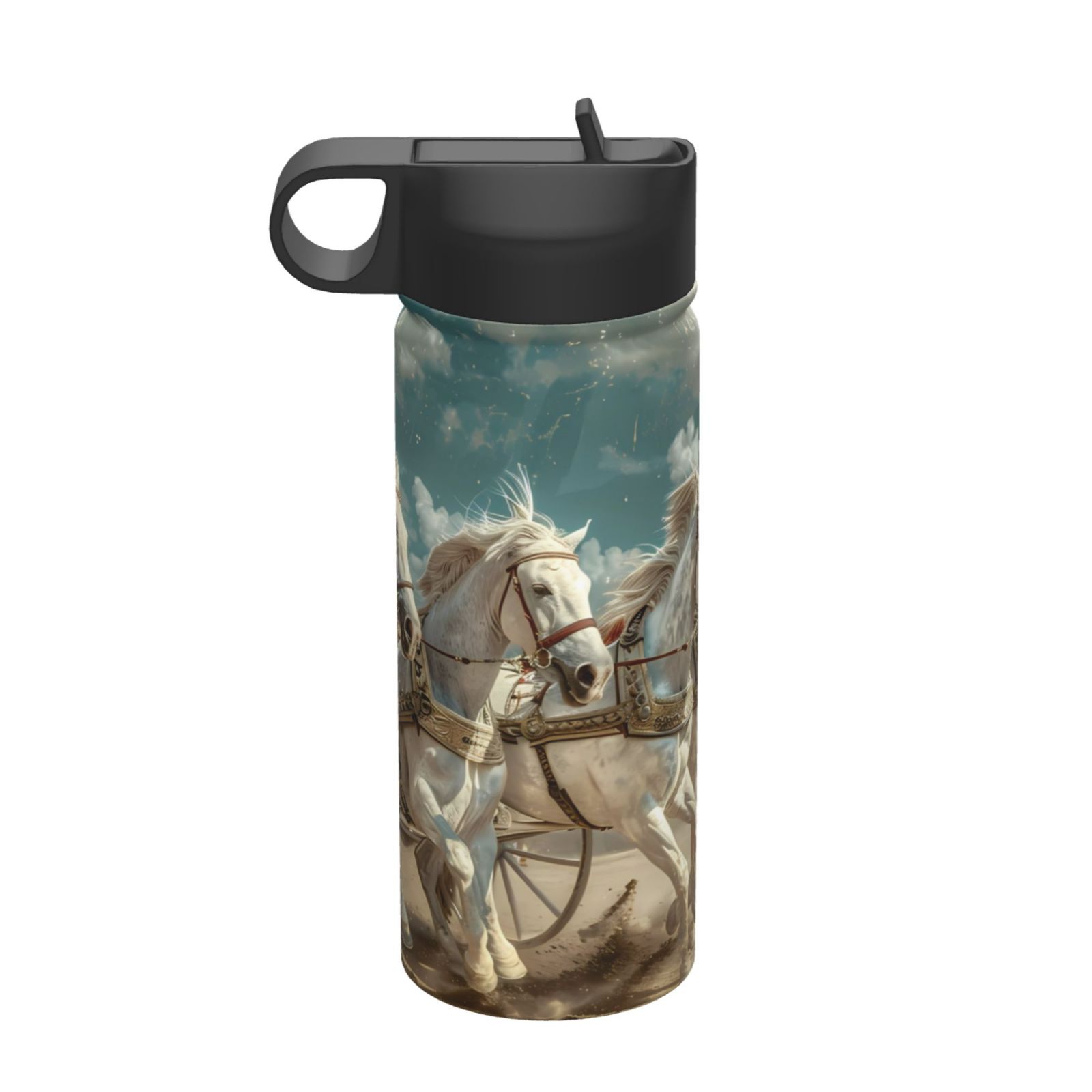 Balery Roman Chariot Horse Race Pattern Water Bottle,18oz Sports ...