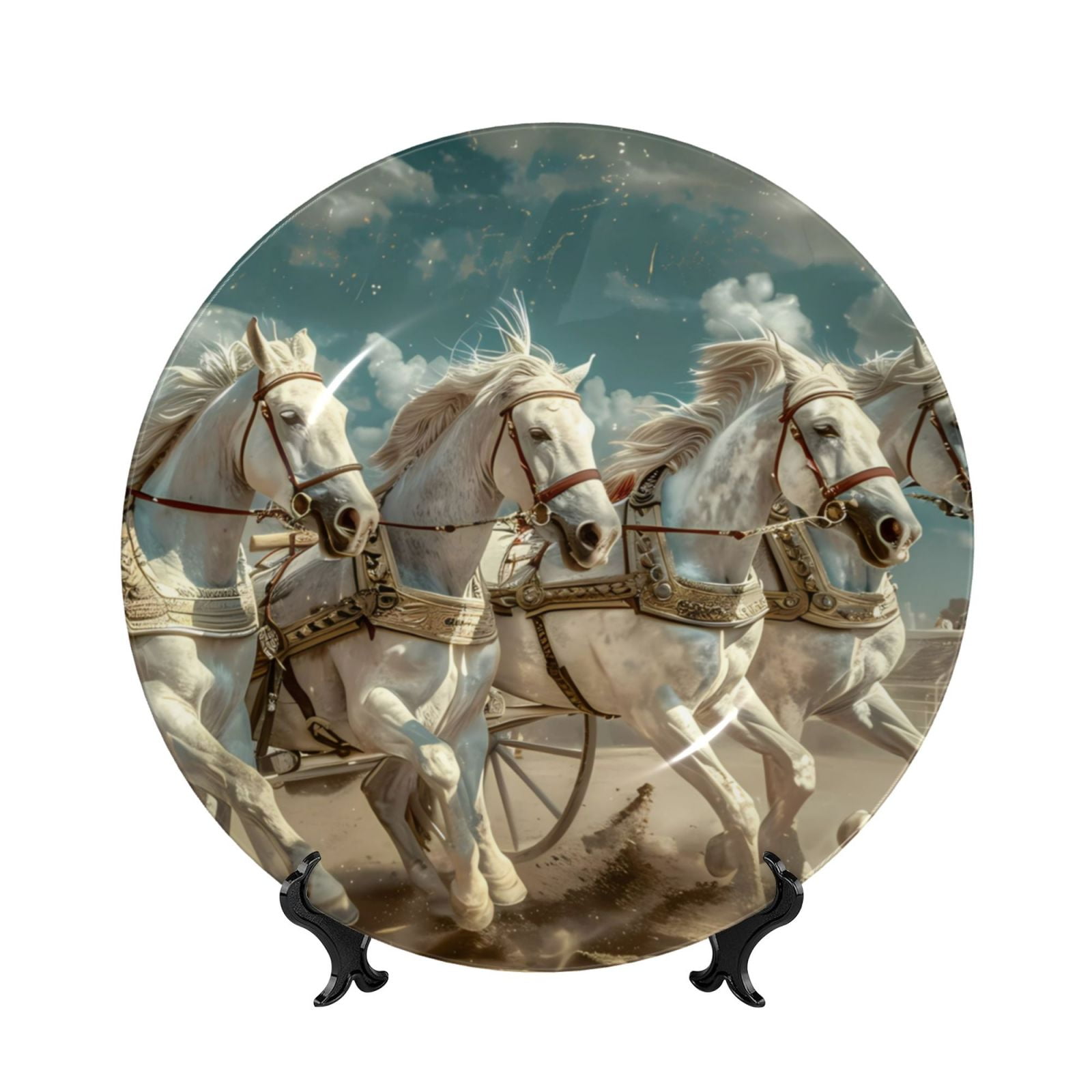 Balery Roman Chariot Horse Race Print Bone China Decorative Plate ...
