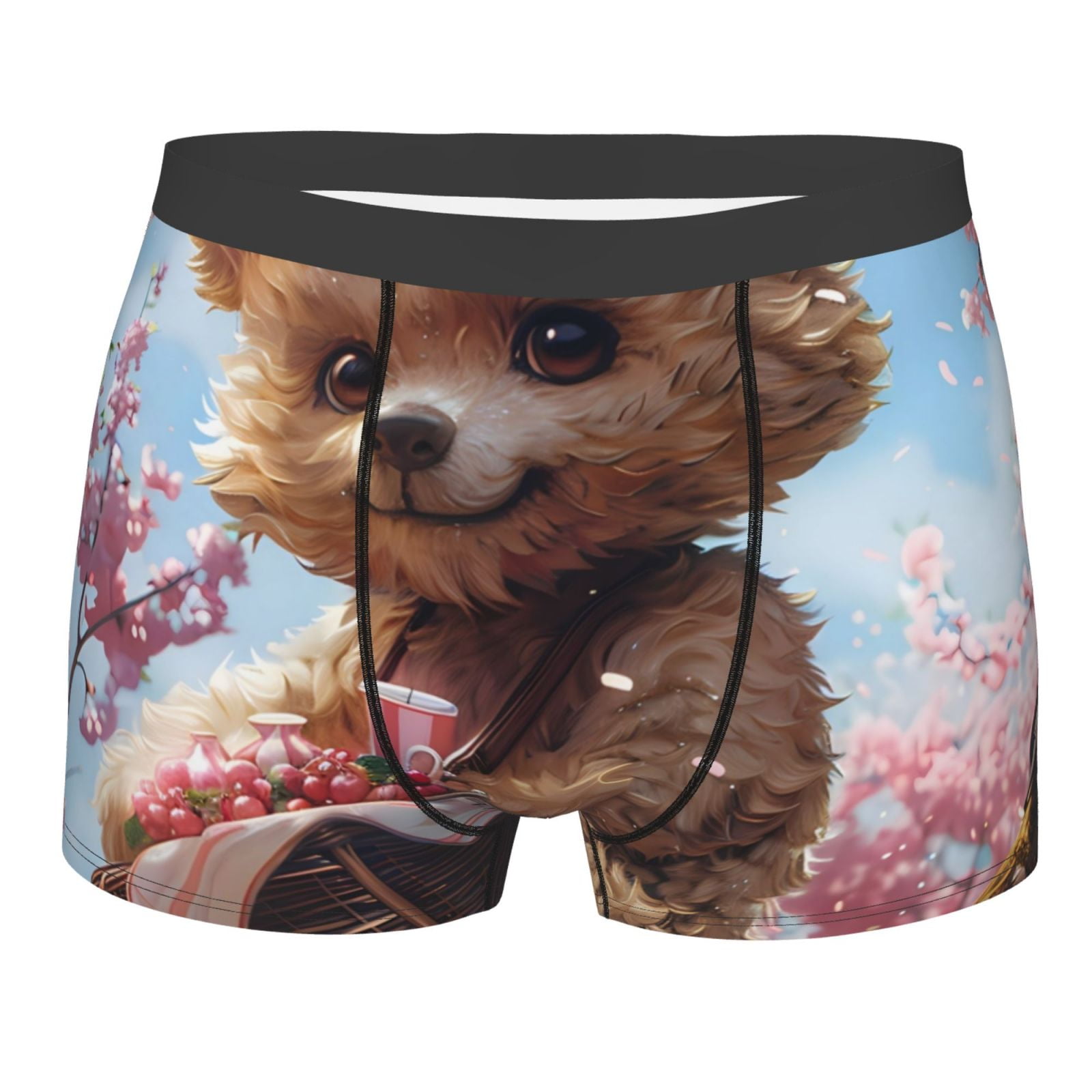 Balery Romantic Floral Bear Men's Boxer Briefs, Soft and Breathable ...