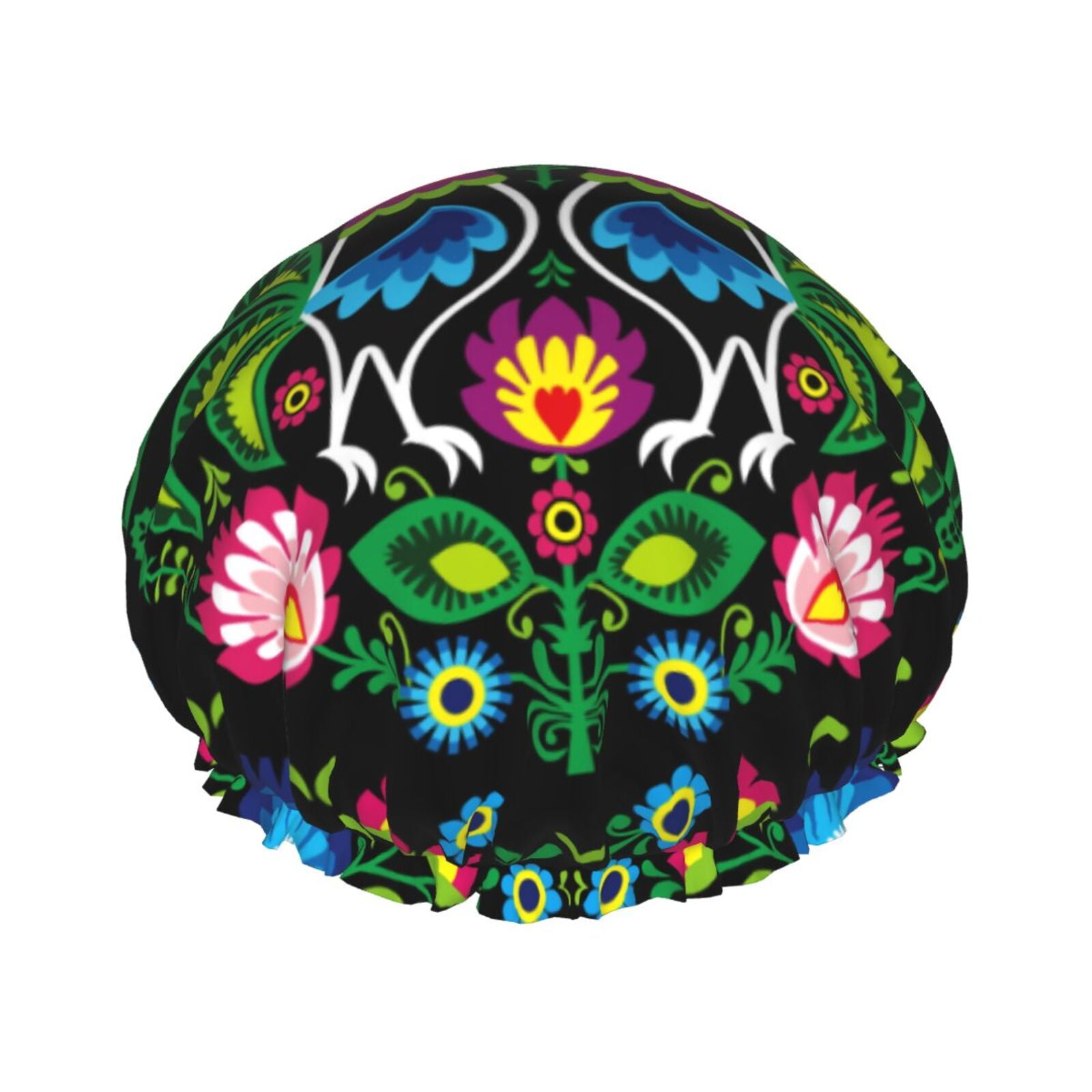 Balery Roosters And Flowers Shower Caps, Double Layer Waterproof Shower ...