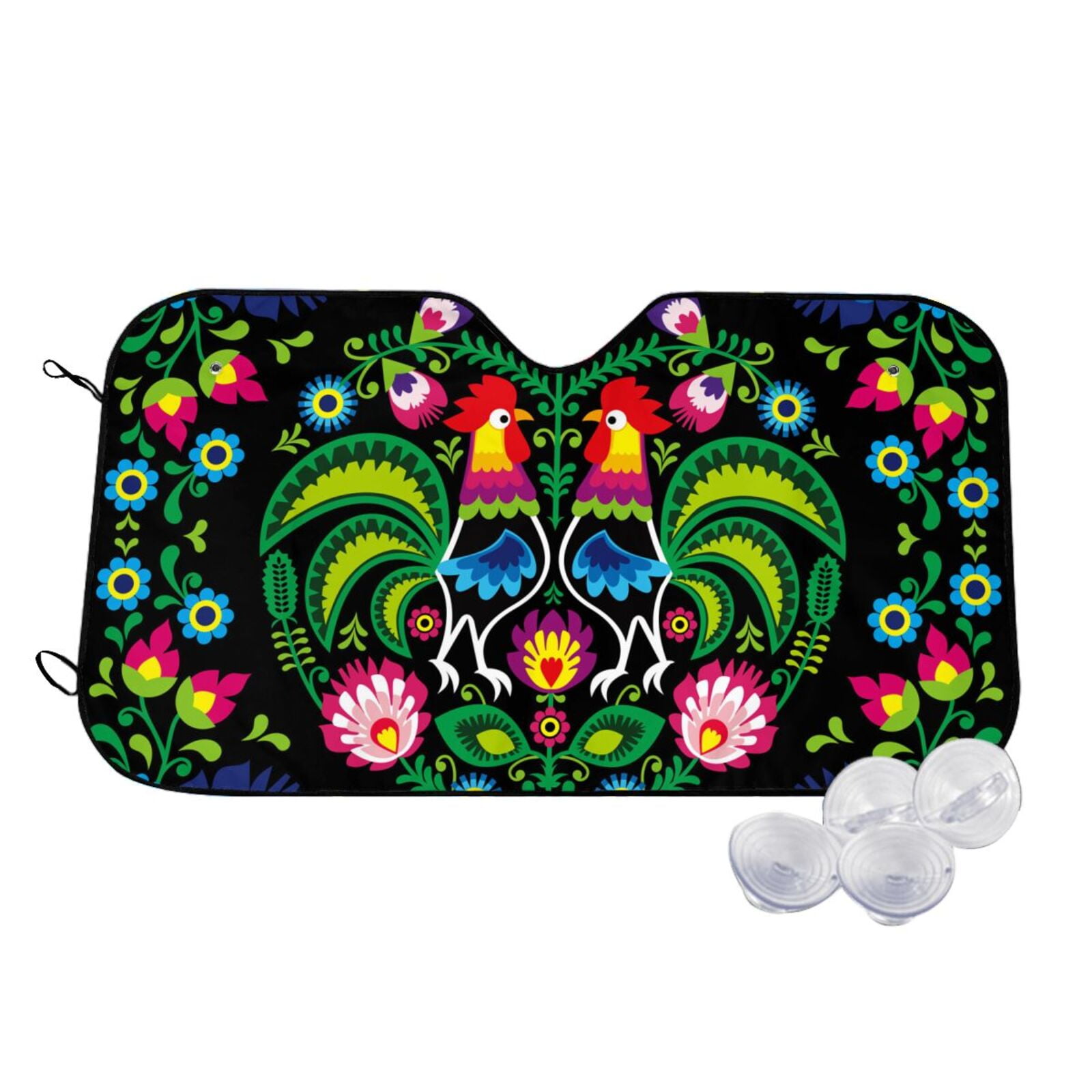 Balery Roosters And Flowers Windshield Sun Shade, Car Front Window ...