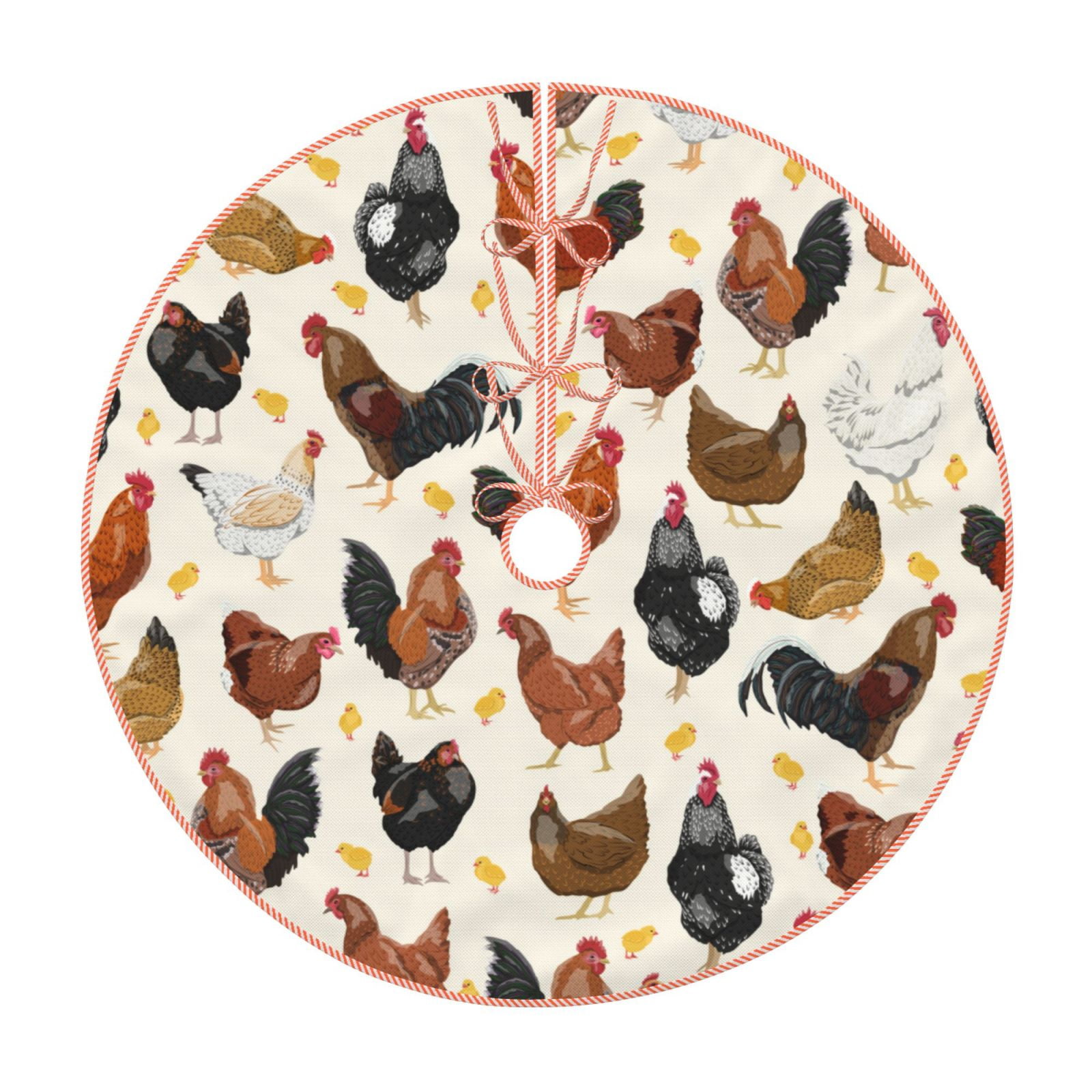 Balery Roosters and Chickens Printed Christmas Tree Skirt , Merry ...