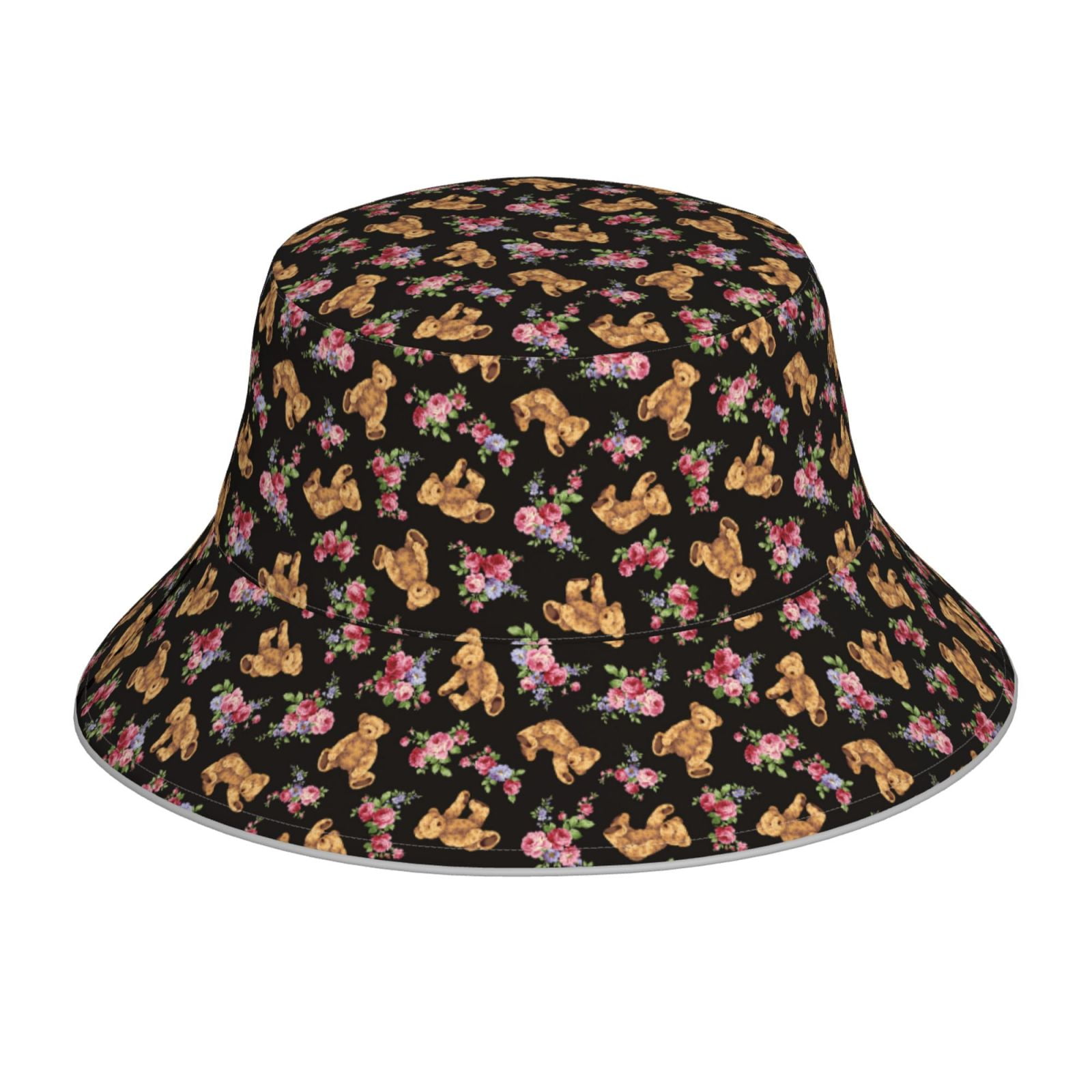 Balery Rose Flower Bear Sun Hats for Men Women Bucket Hat UPF 50 ...