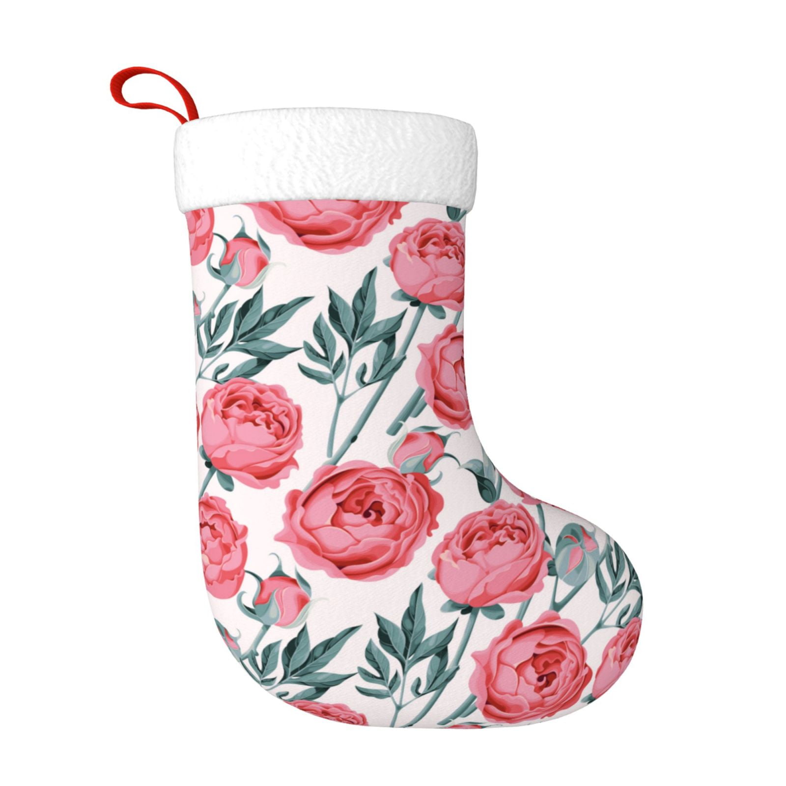 Balery Rose Flowers Pattern Christmas Stockings with Initials, 18 ...