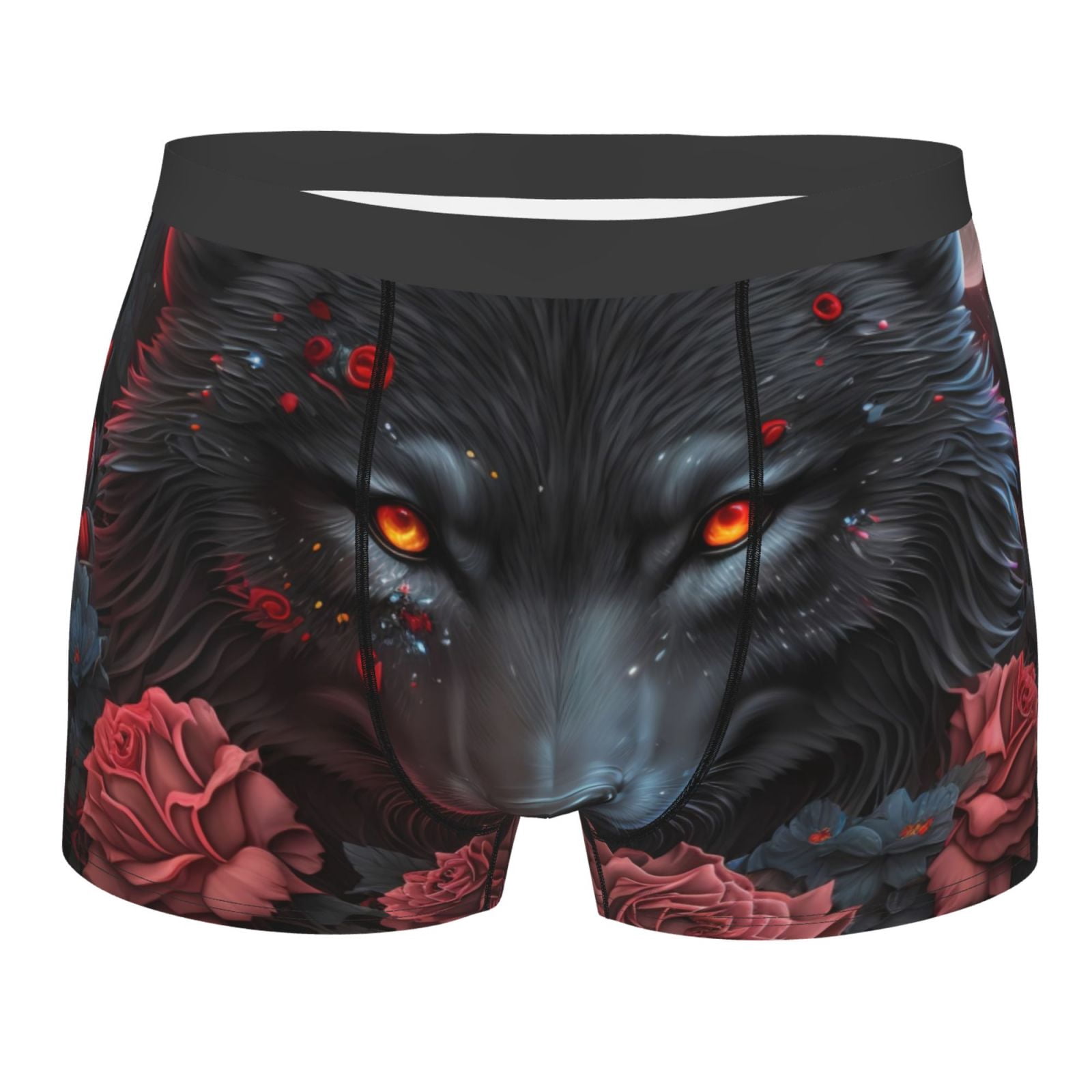Balery Rose Full Moon Black Wolf Men's Boxer Briefs, Soft and ...